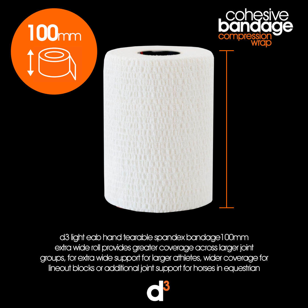 Light Rip EAB Elastic Adhesive Bandage Tape 100mm x 7m - White -12 Rolls D3 TAPE | Decathlon