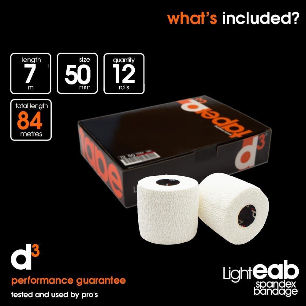 Light Rip EAB Elastic Adhesive Bandage Tape 50mm x 7m - Black -12 Rolls ...
