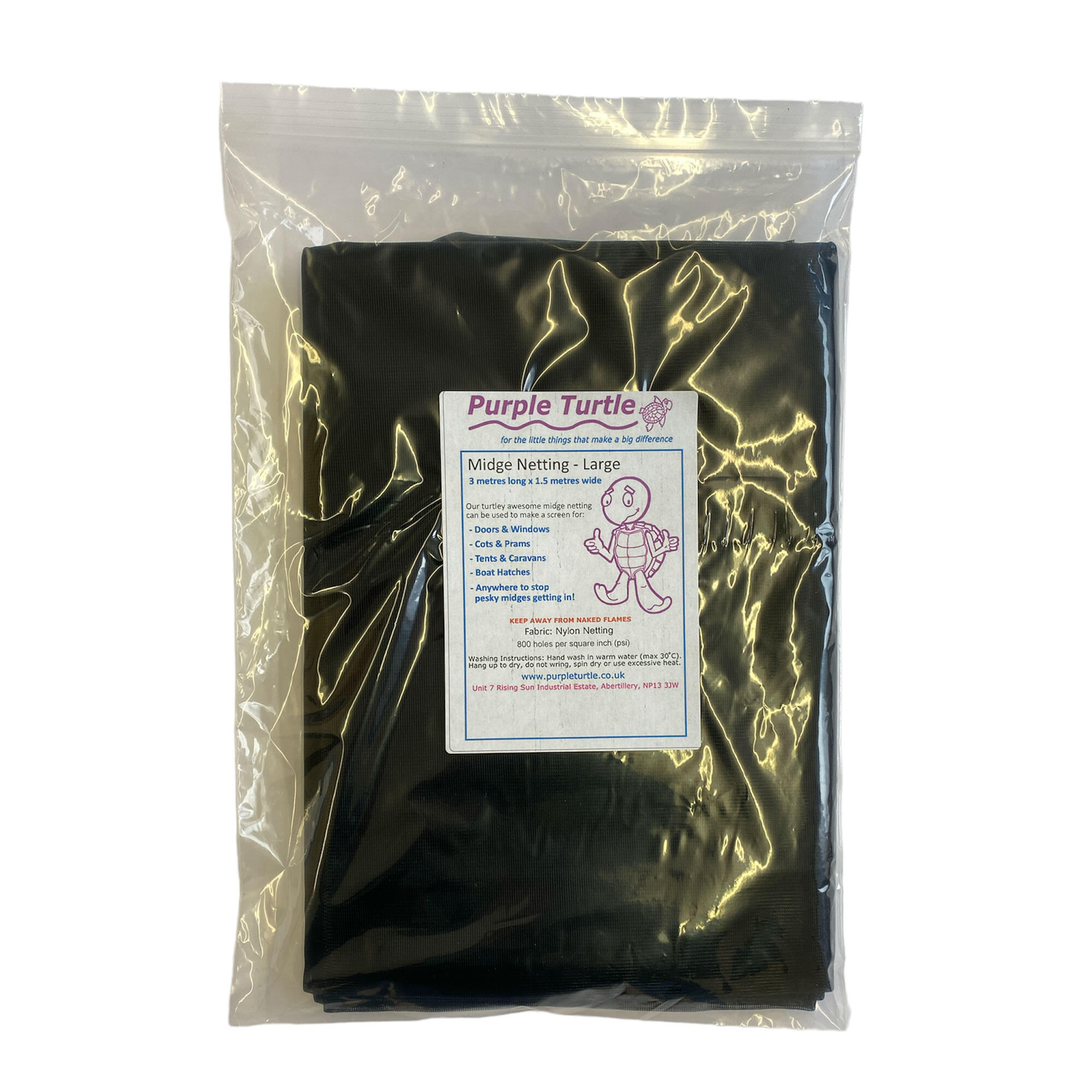 Midge and Mosquito Netting - Large Pack (3m x 1.5m) PURPLE TURTLE ...