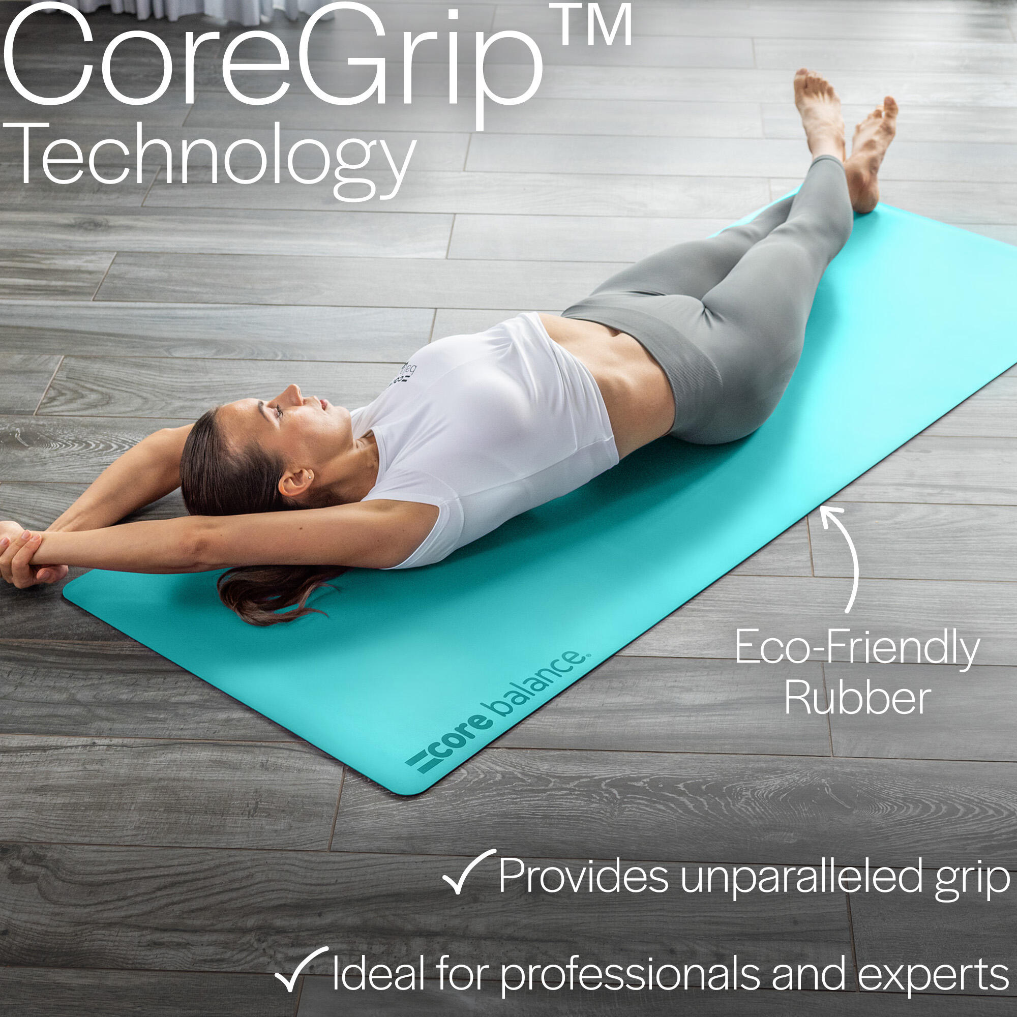 Rubber Yoga Mat Exercise Fitness Non Slip Extra Wide With Strap Core ...