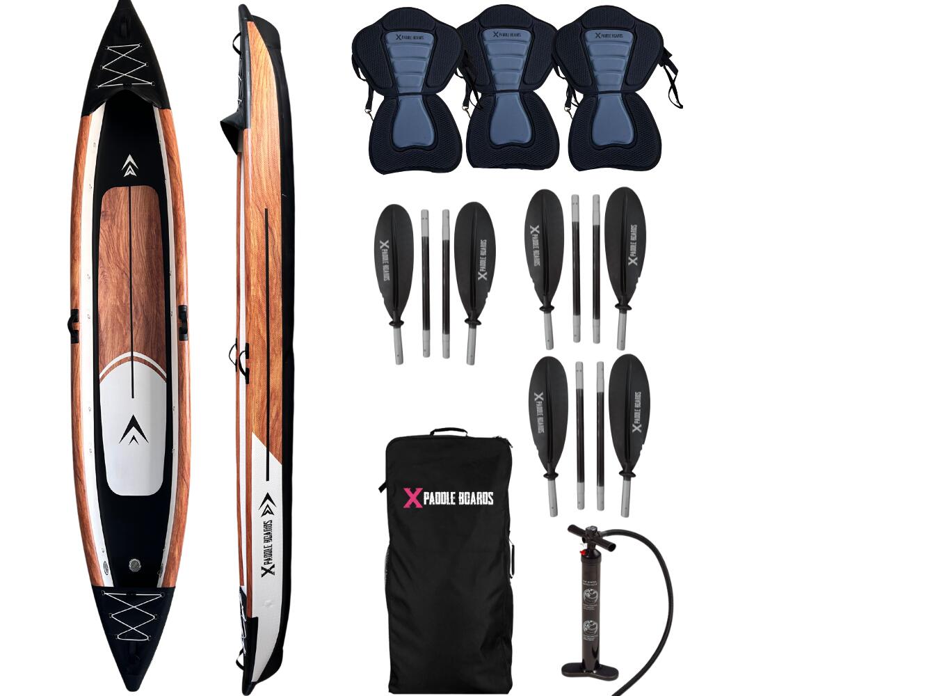 K-Black 3-Person Drop-Stitch Inflatable Kayak 490x85x42 cm – Complete ...