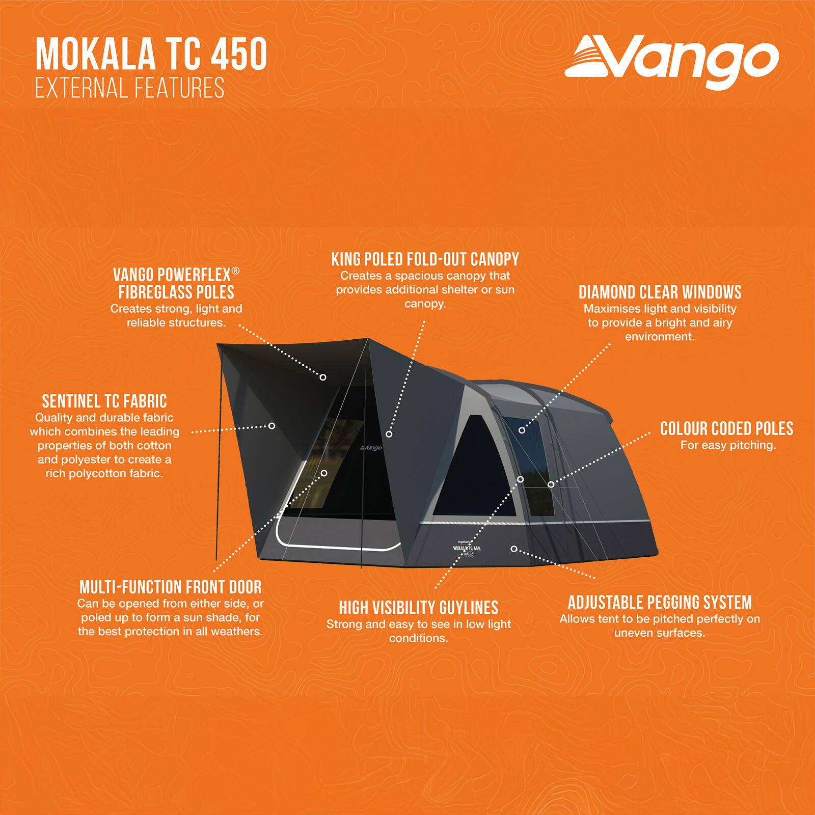 Familietent Mokala TC 450 Campingtunneltent 4-persoons vestibule katoen ...