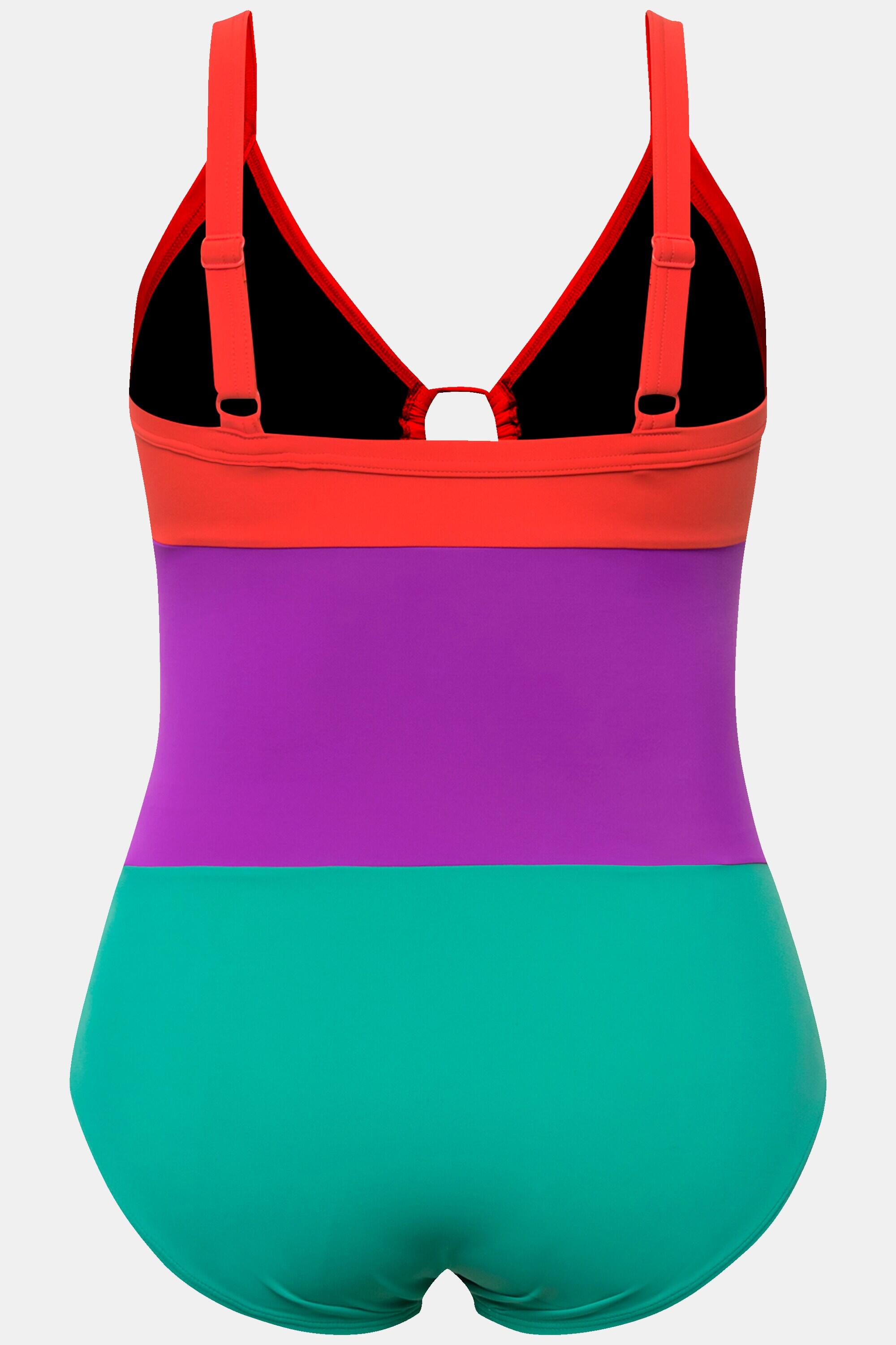 Women's Colour Block Swimsuit - Plus Size Green, Recycled Polyamide ...