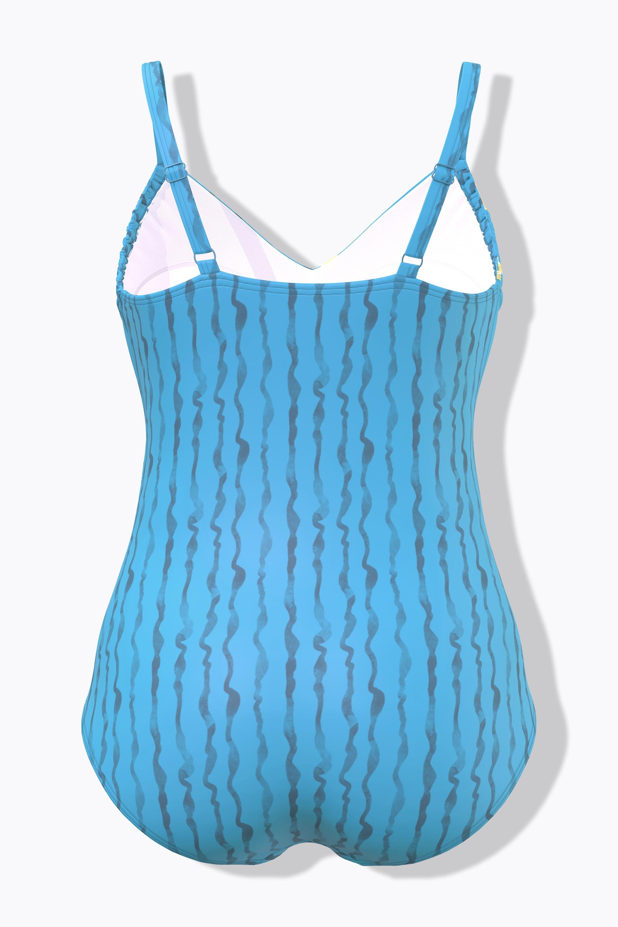 Women's wrap-effect blue swimsuit in recycled polyamide, soft cups ULLA ...