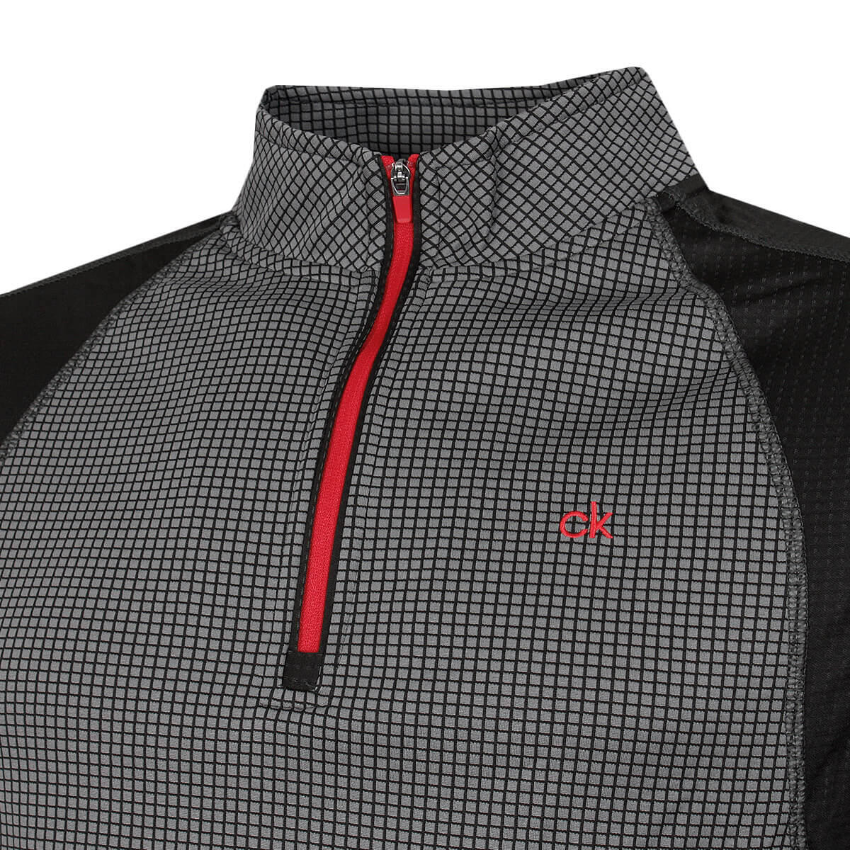 Calvin Klein Mens Micro Grid Half Zip Mid Layer - Slate/Red - L CALVIN KLEIN | Decathlon