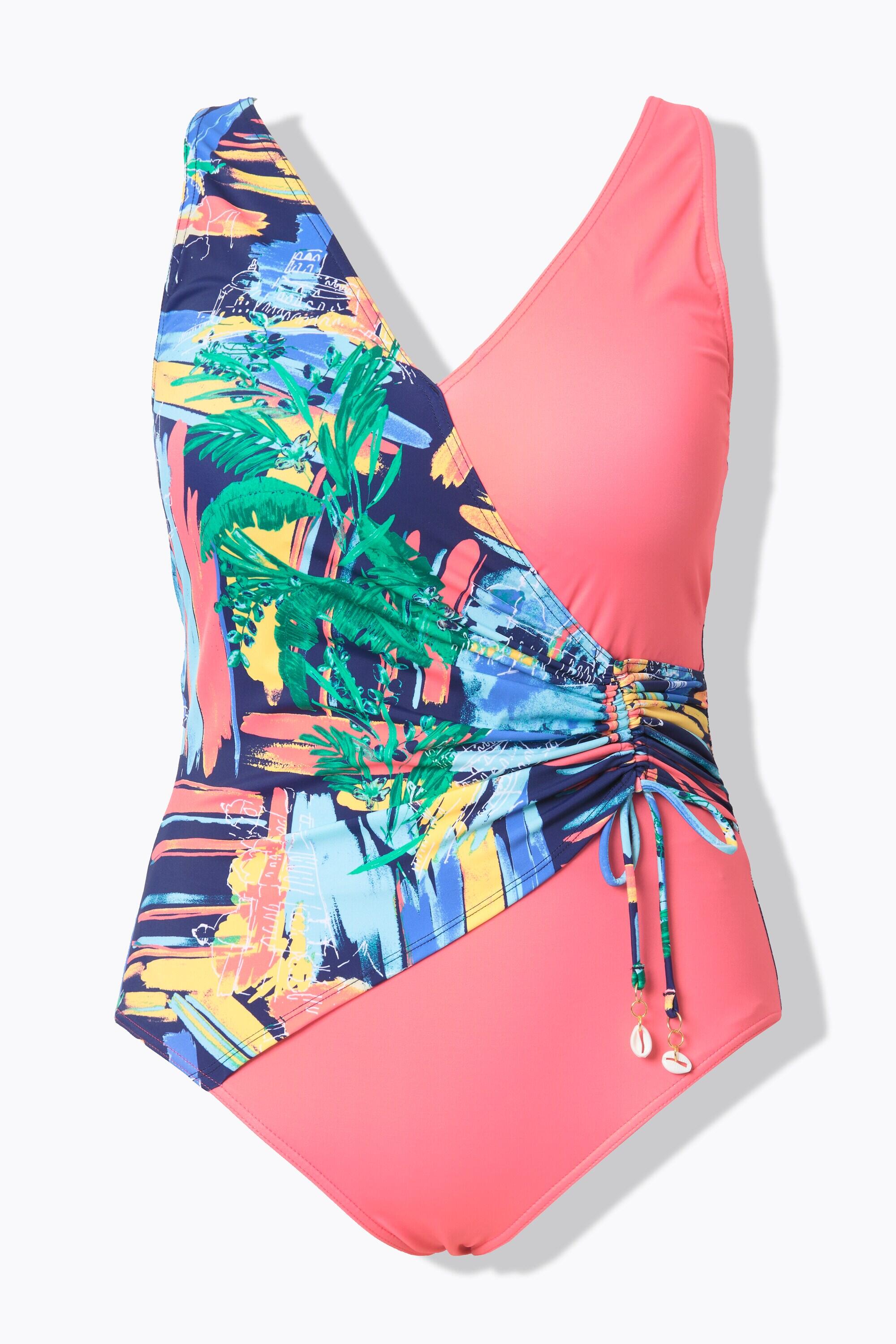 Women's Wrap-Style Swimsuit Orange, Soft Cups, Plus Size ULLA POPKEN ...