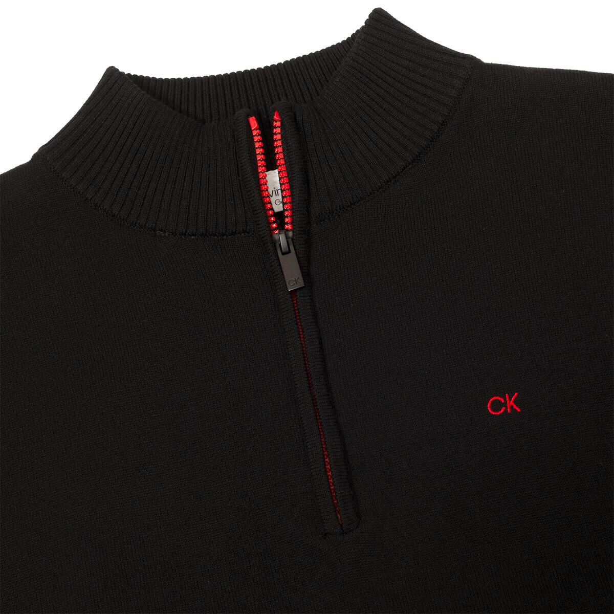 Calvin Klein Mens Campus 1/2 Zip Sweater - Black/Red - S CALVIN KLEIN | Decathlon