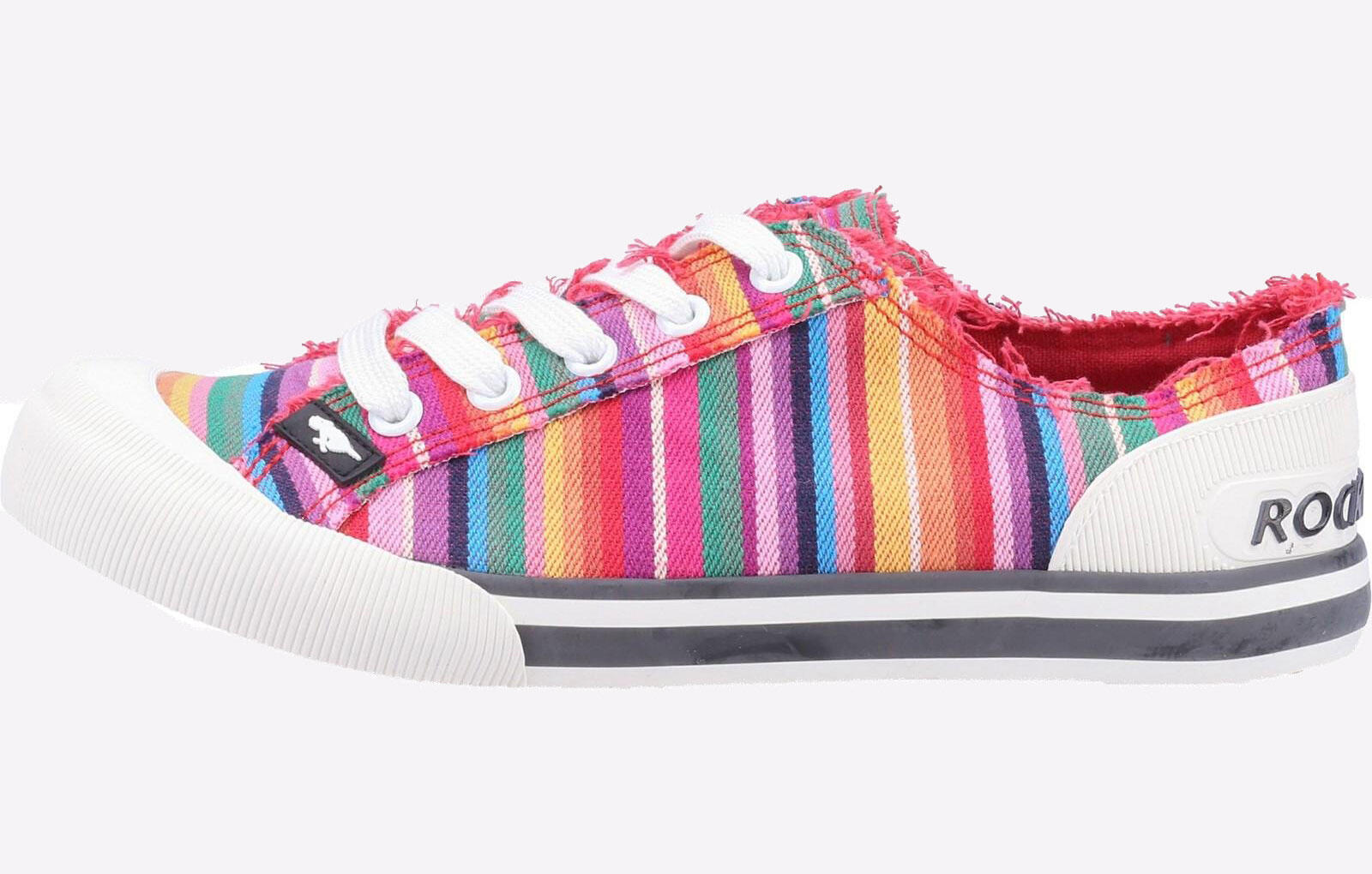 Rocket Dog Jazzin Eden Stripe Cotton Women's Red Multi Trainers | Decathlon