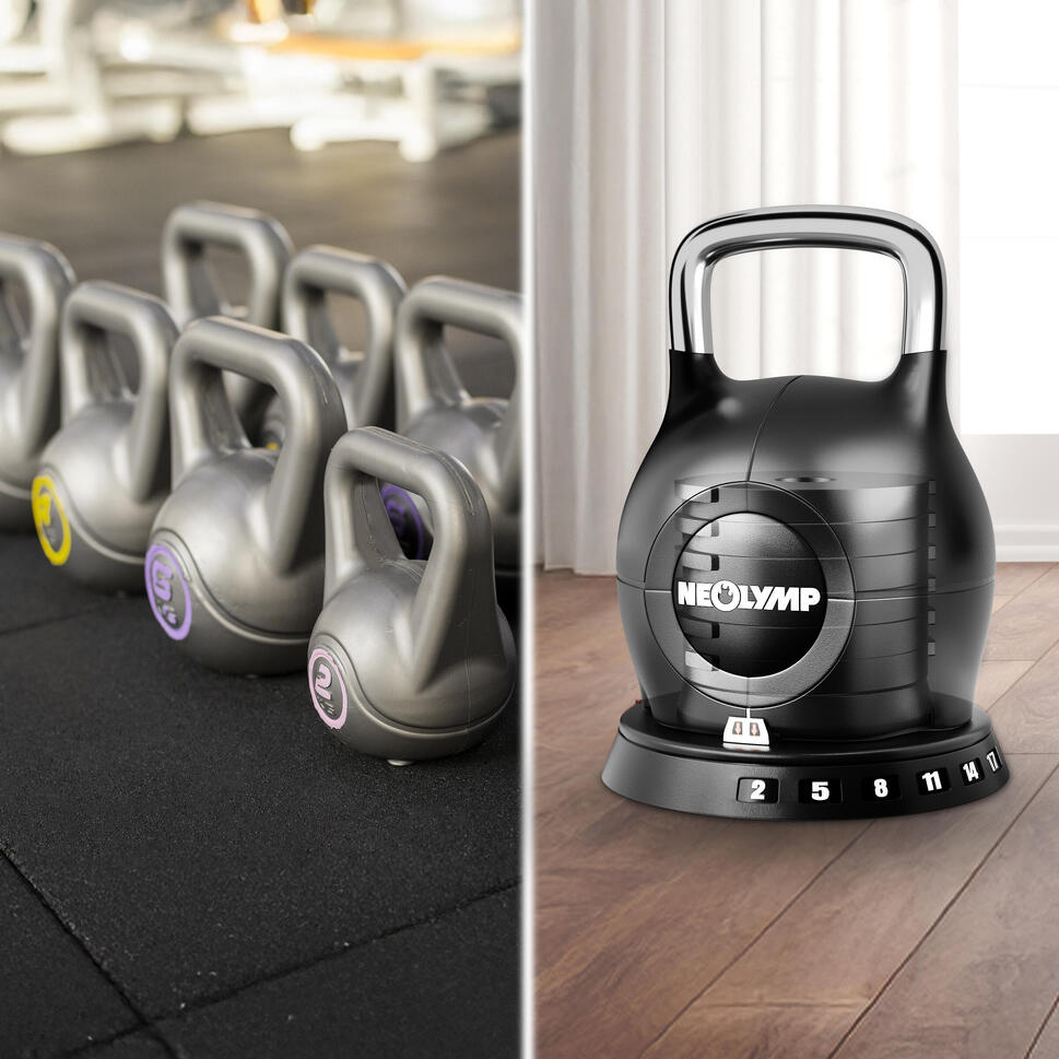 Set Kettlebell 7en1 NEOLYMP 1,5–10 & 2–20 kg – Robuste & Polyvalent pour maison NEOLYMP | Decathlon