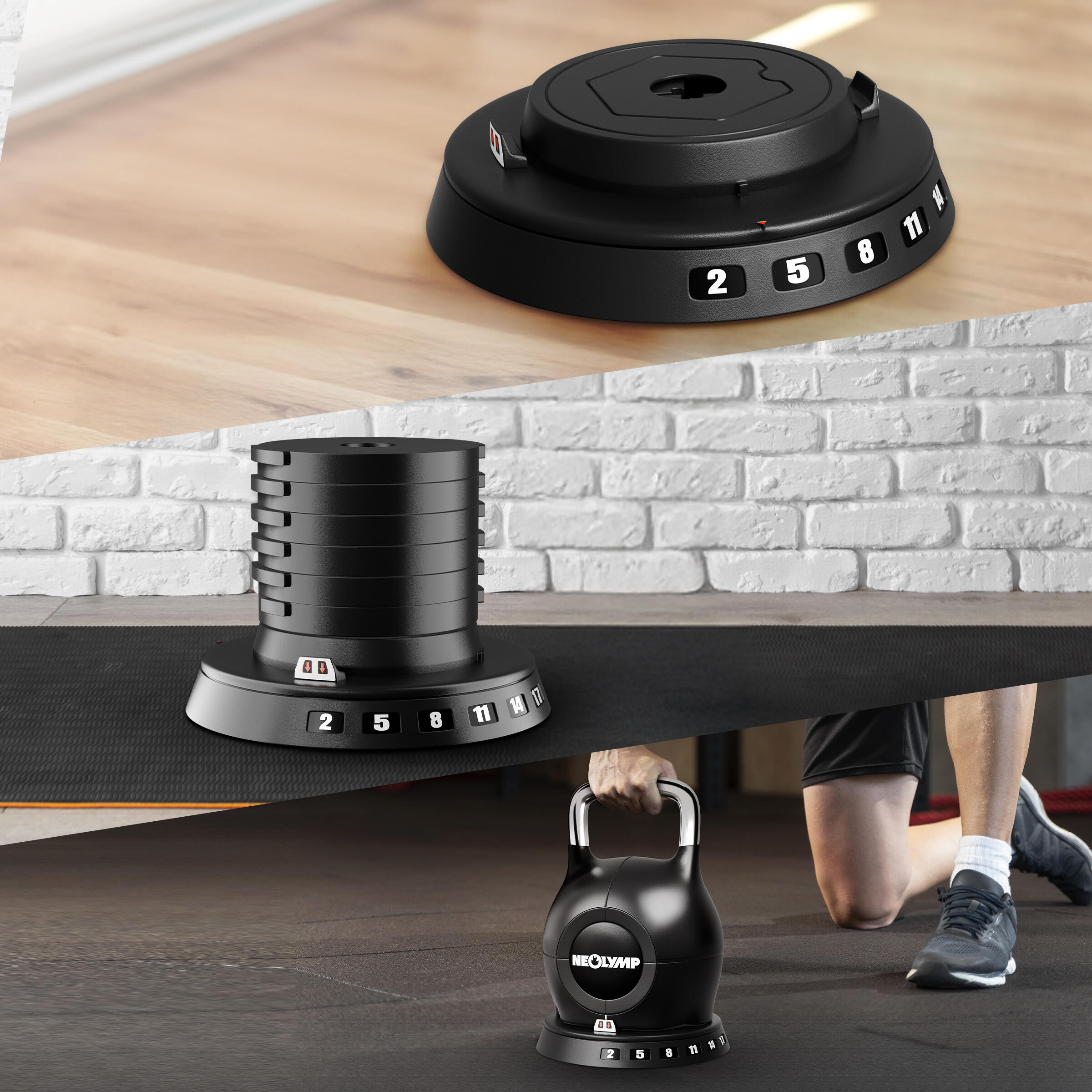 NEOLYMP 7in1 Kettlebell Set 1,5–10 & 2–20 kg – Robuust & Veelzijdig voor thuis NEOLYMP | Decathlon