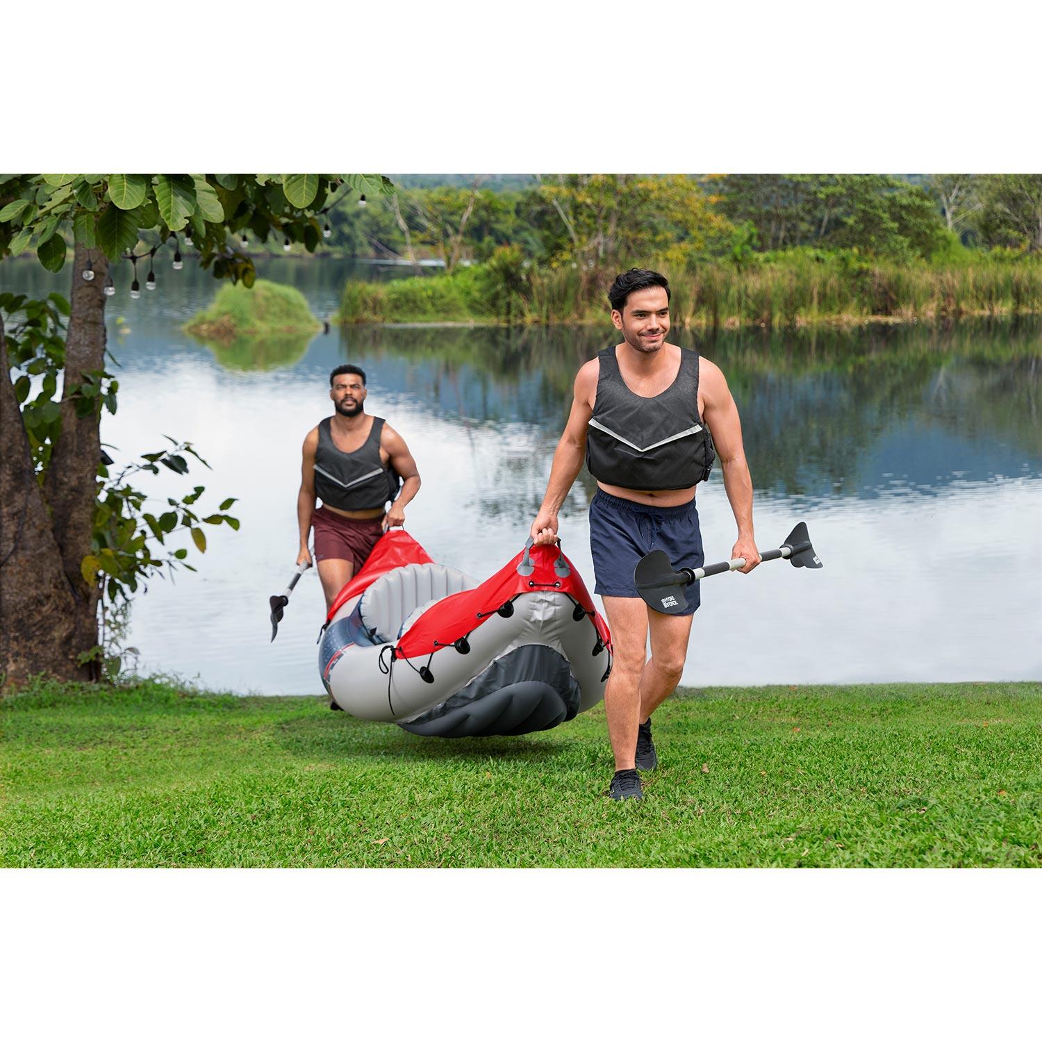 Bestway 2-Person Inflatable Kayak with Oars Removable Fins, Carry Bag ...
