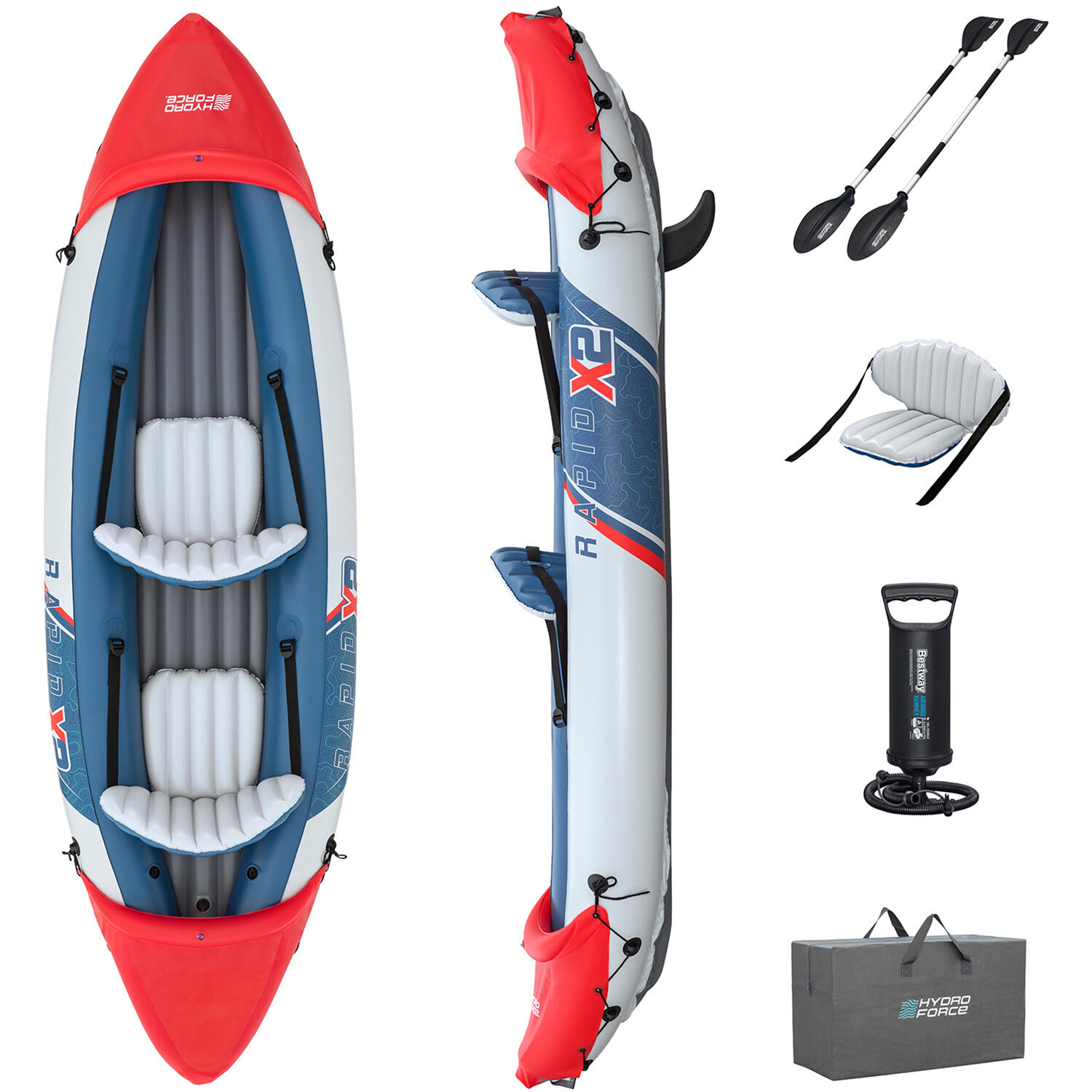 Bestway 2-Person Inflatable Kayak with Oars Removable Fins, Carry Bag ...