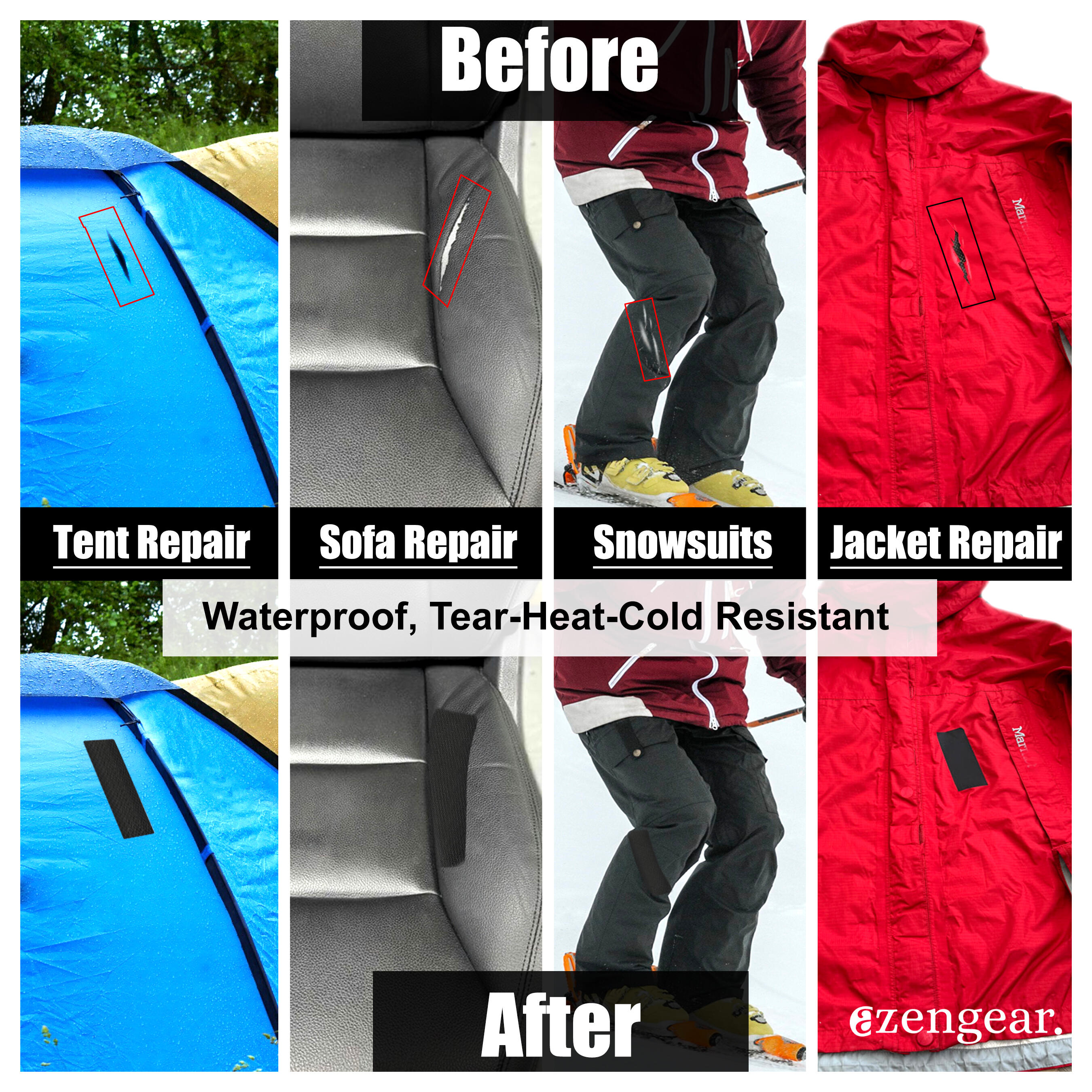 aZengear Self-Adhesive, Tear-Cold-Heat-Resistant Repair Patches (2 Pack ...