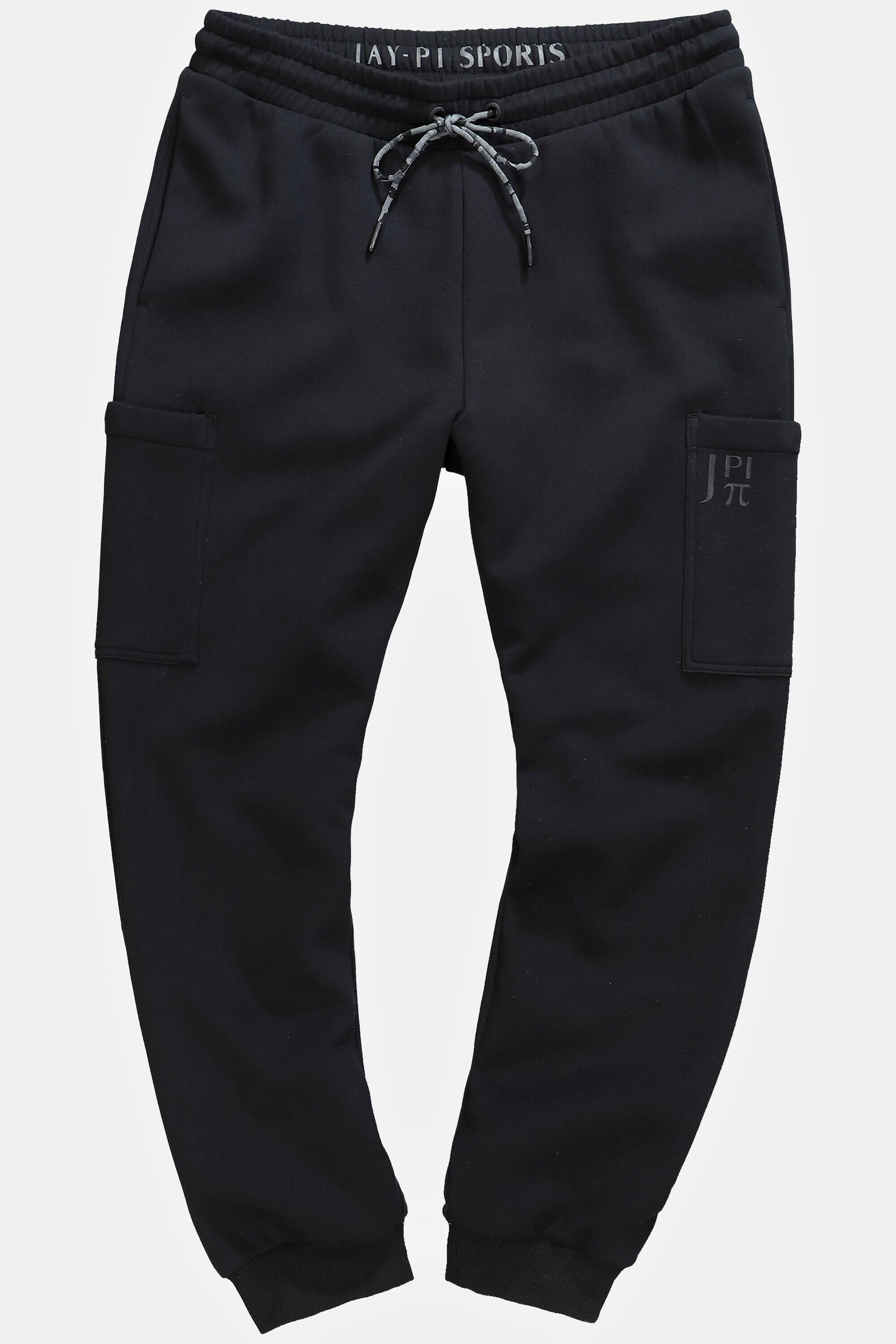 JAY-PI Men's Fleece Cargo Trousers black, Modern Fit, elastic waistband ...