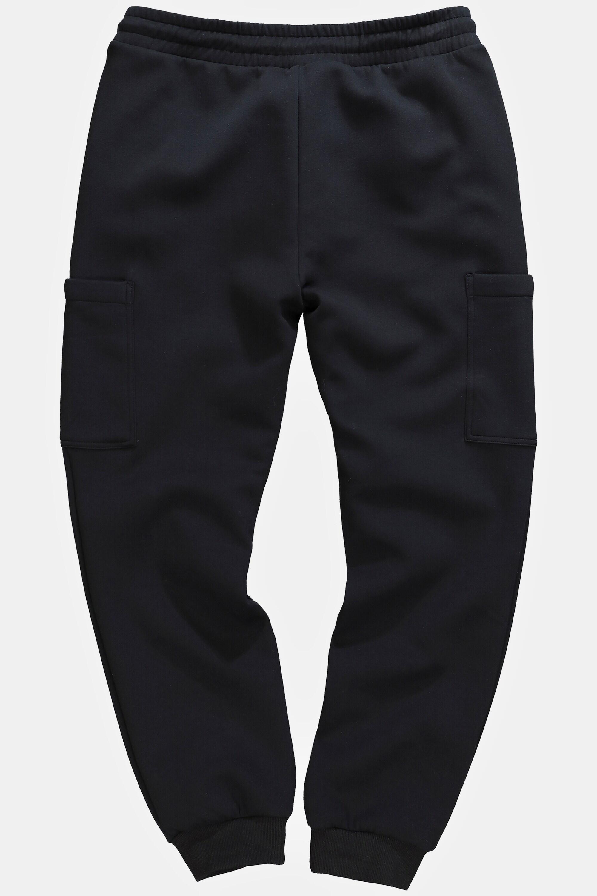 JAY-PI Men's Fleece Cargo Trousers black, Modern Fit, elastic waistband ...