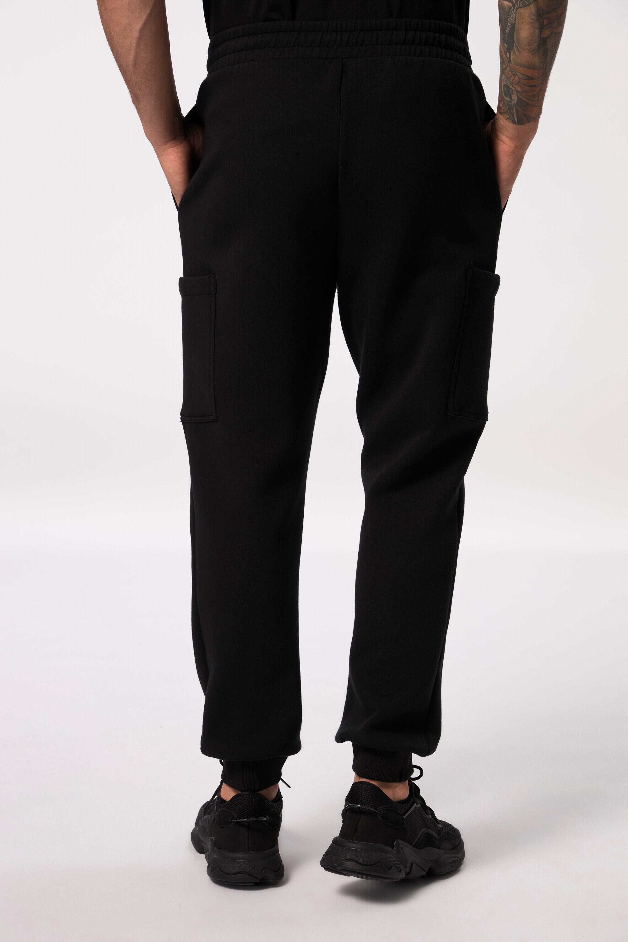 JAY-PI Men's Fleece Cargo Trousers black, Modern Fit, elastic waistband ...