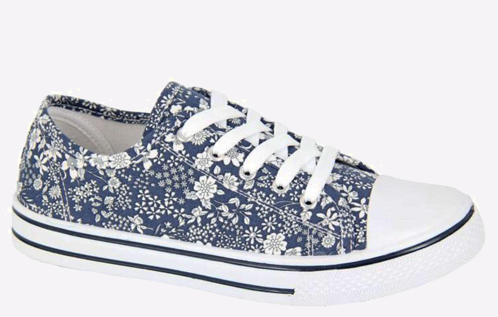 Dek Daisy Floral Women's Plimsoll Trainers - Blue Lace-Up | Decathlon