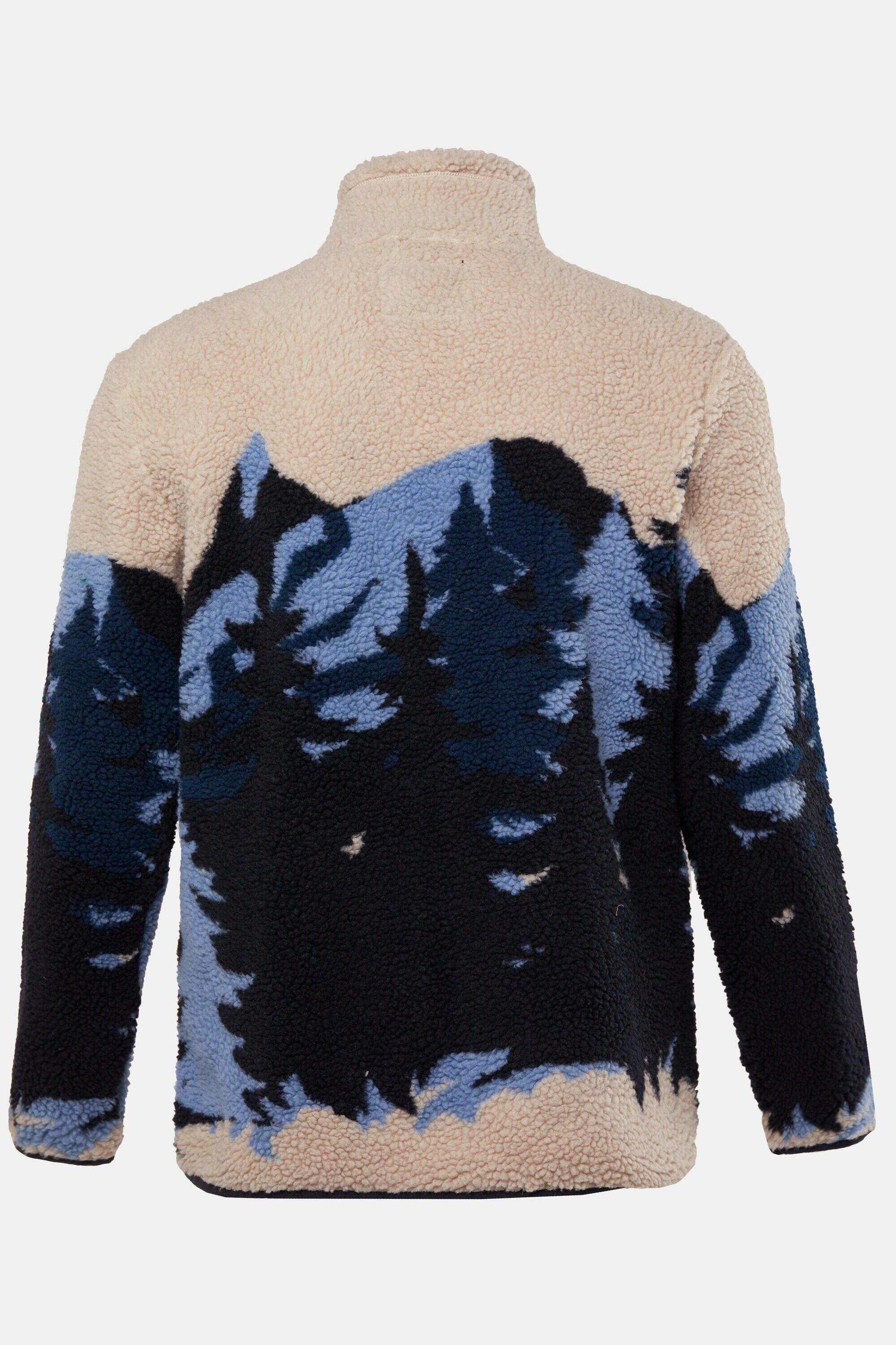 JAY-PI Men's Jacquard Fleece Jacket with Stand Collar, Plus Size up to ...