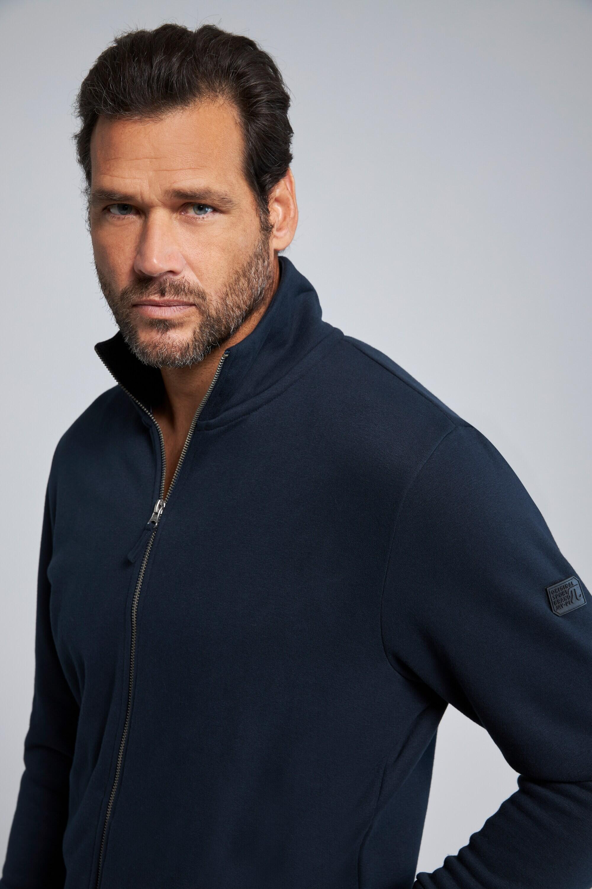 Men's Fleece Jacket with Stand Collar 8XL Blue 80% Cotton JAY PI ...