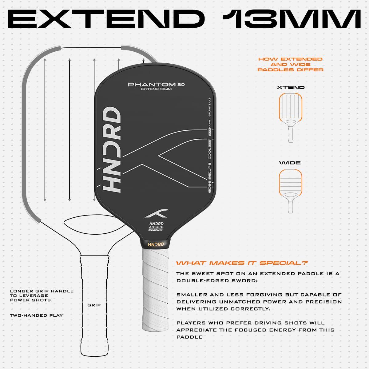 Phantom 20 Xtend Pickleball Paddle Schläger | 13mm Power | Schwarz/Weiß ...
