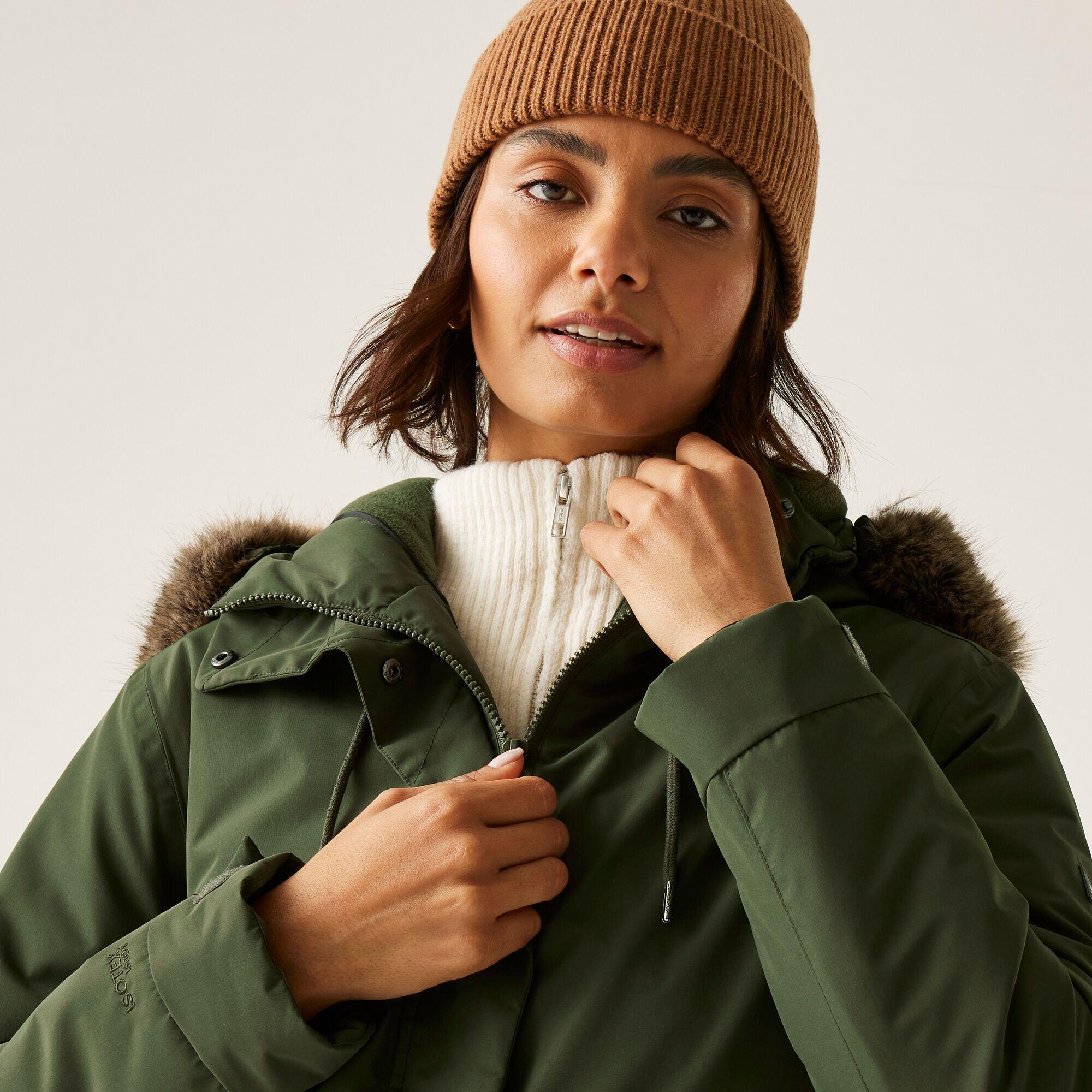 Sabinka Lang geschnittene Wasserdichte Isolierte Kapuzenjacke für Damen ...