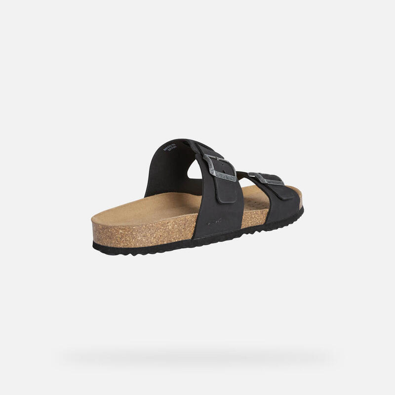 GEOX - Sandale Geox Bărbați Piele Talpă de Plută Negru | Decathlon