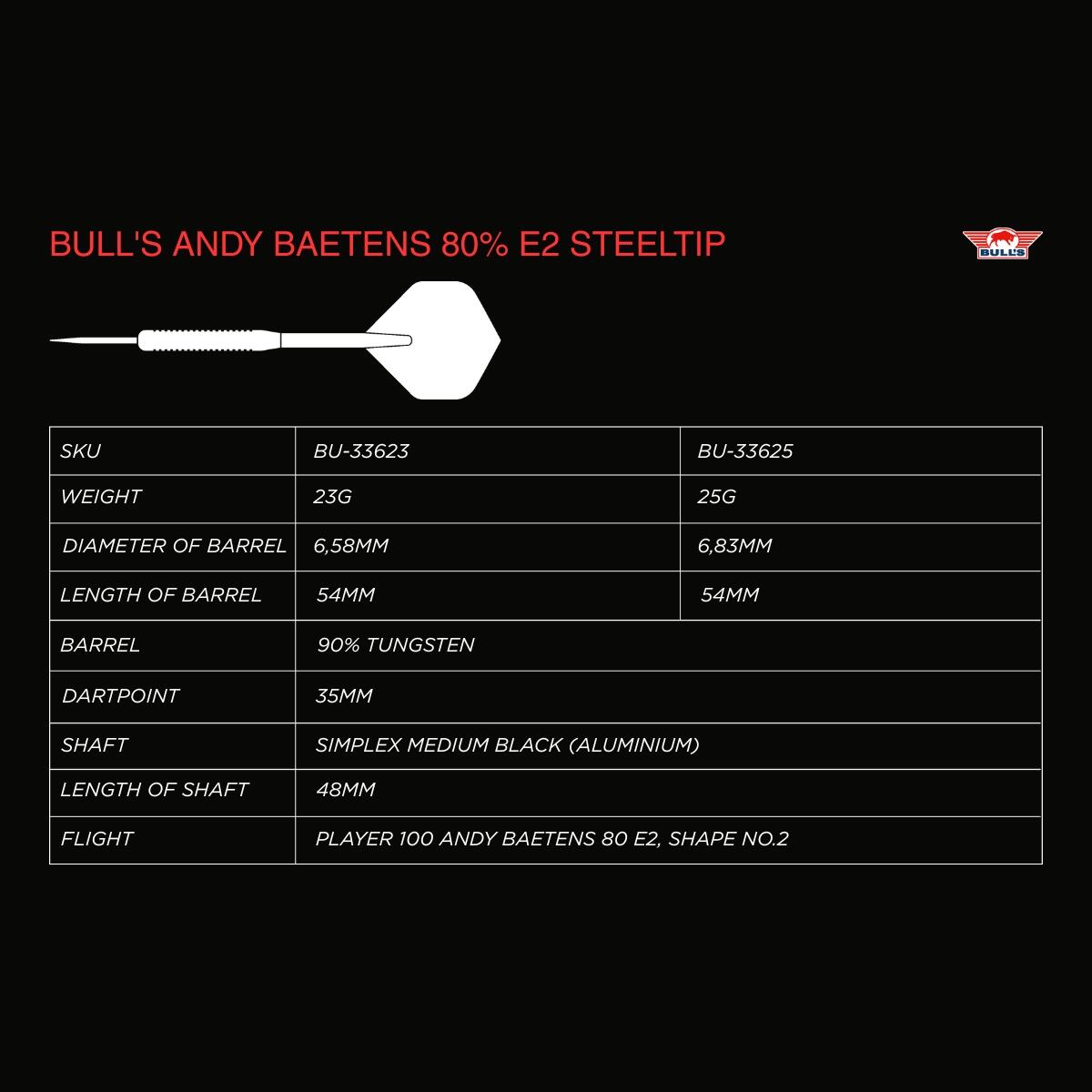 Bull's Andy Baetens 80% E2 Steeltip Darts | Decathlon