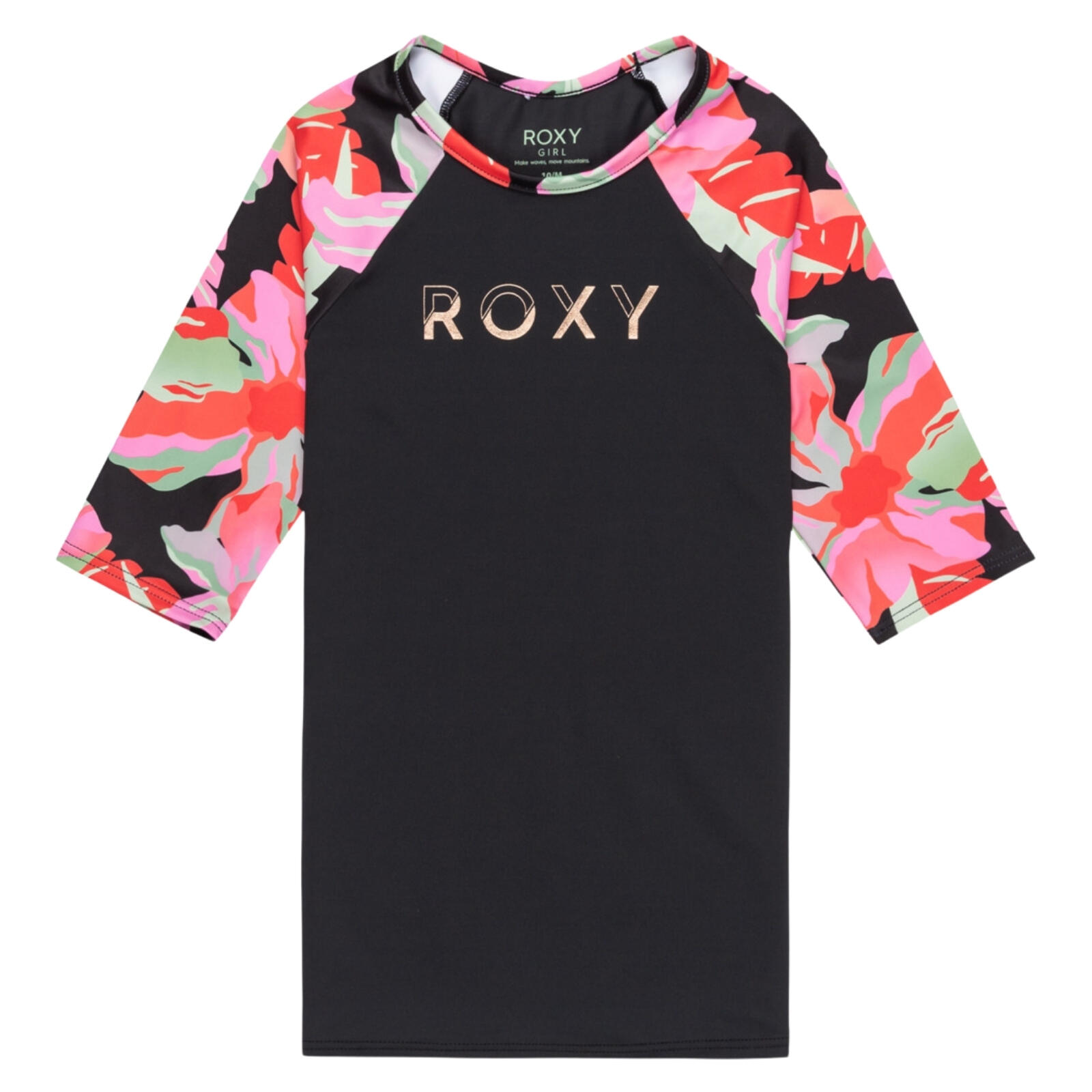 Roxy Active Rash Vest-Anthracite the Moves Floral ROXY | Decathlon