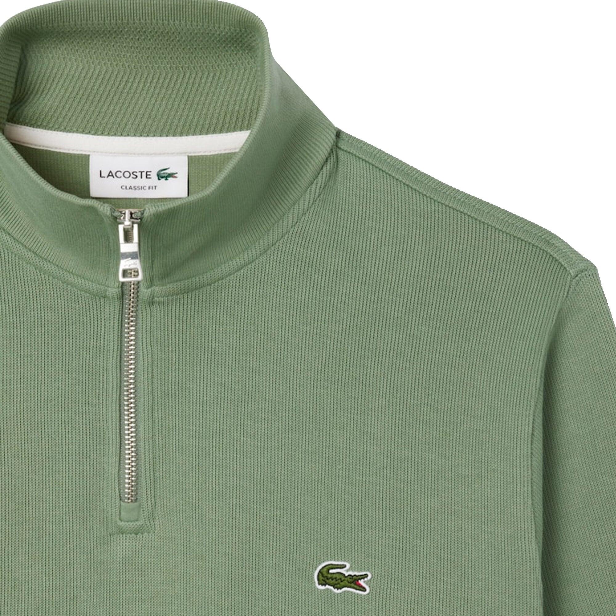 Zip-Up High Neck Interlock Sweatshirt Thyme LACOSTE | Decathlon