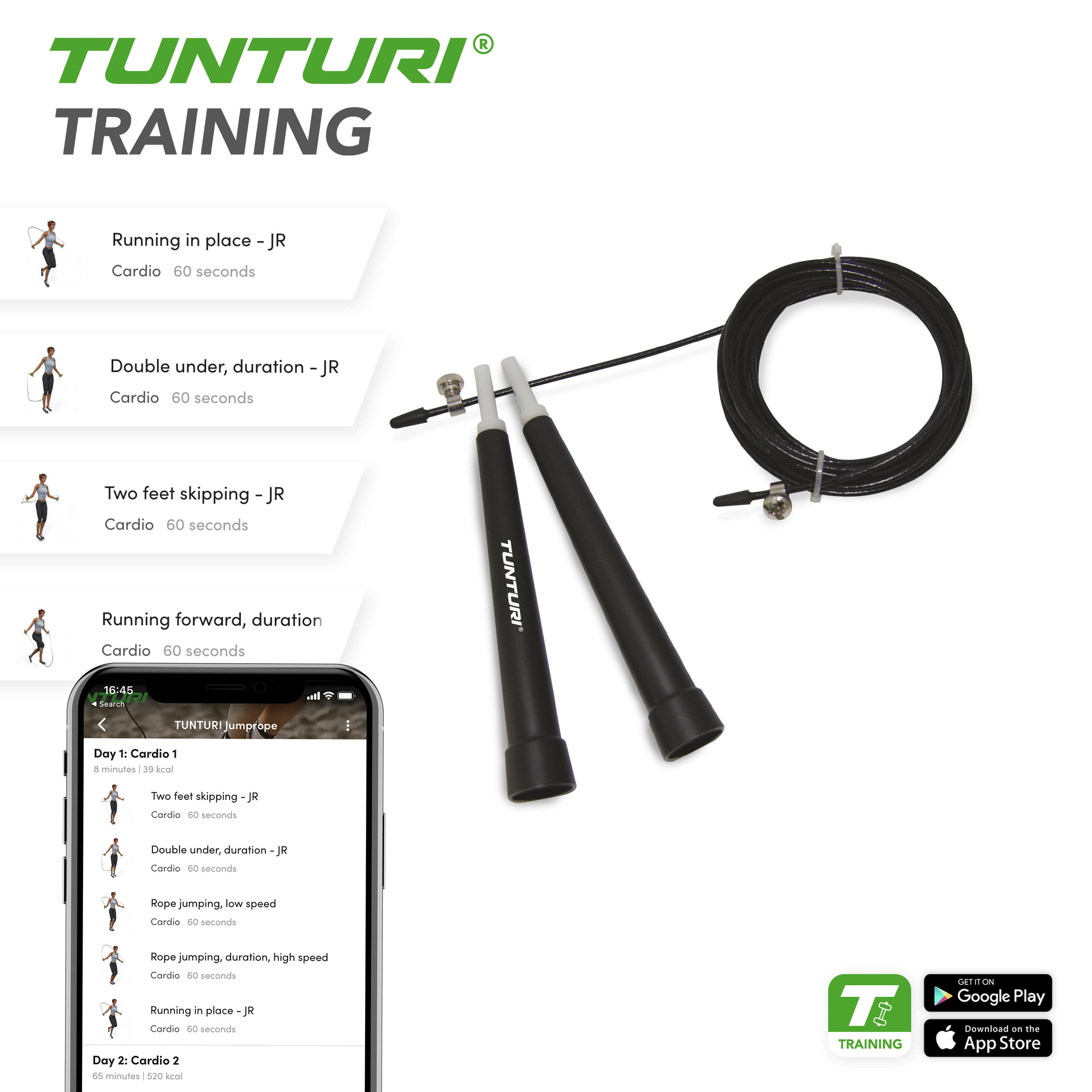 Tunturi Adjustable Steel Jump Rope 300 cm Black TUNTURI | Decathlon