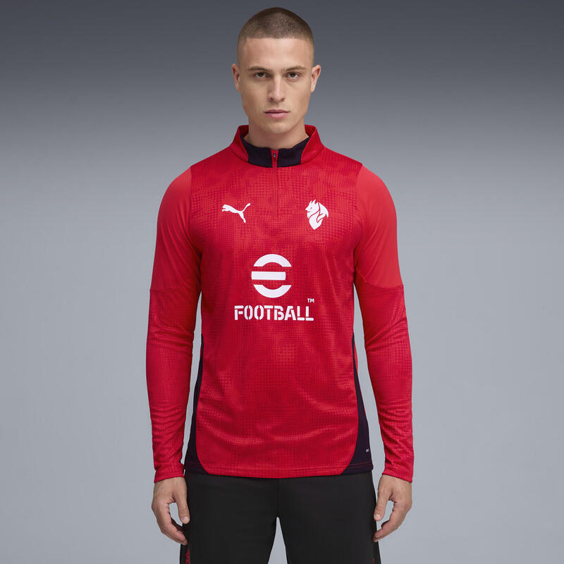 PUMA - Tricou fotbal bărbați mâneci lungi, fermoar scurt Ac Milan 25/26 ...
