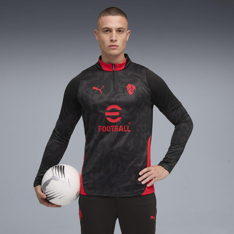 PUMA - Tricou fotbal bărbați mâneci lungi, fermoar scurt Ac Milan 25/26 ...