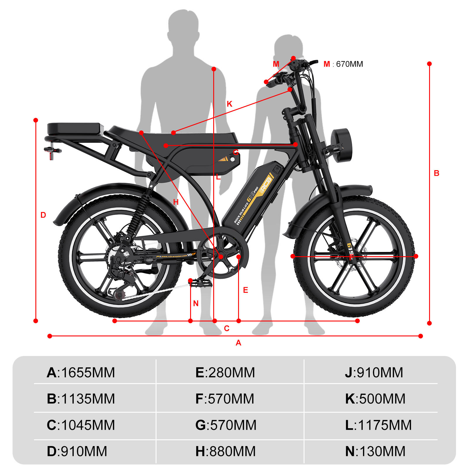 E-Bike RCB G19 PRO - APP/NFC - Zweibatterie 90-120 km - 20×4,0 ...
