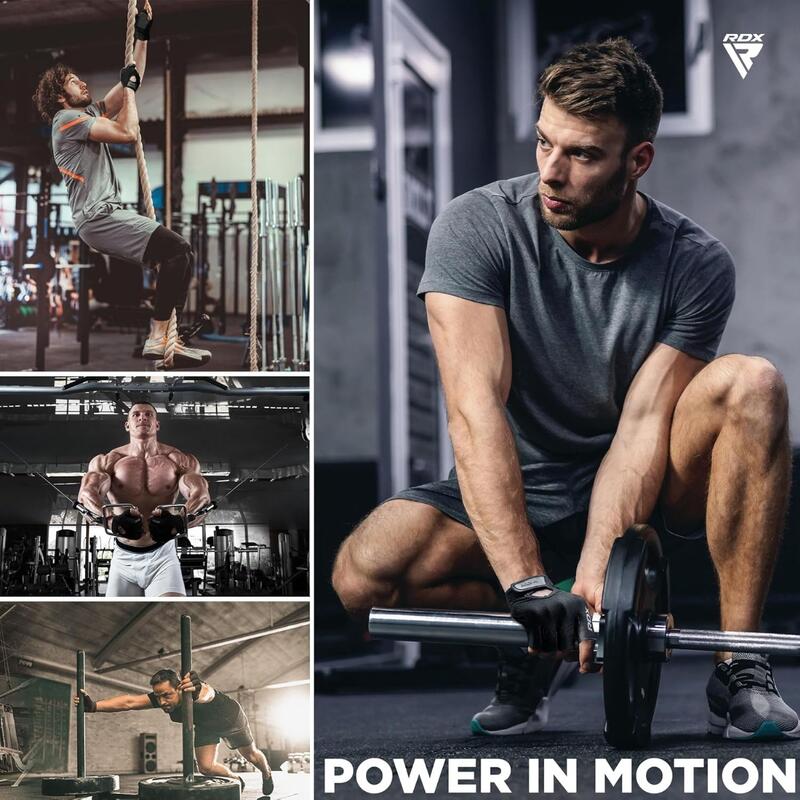 RDX SPORTS - Mănuși de ridicare T1, jumătate de deget, EVA, Negru, L ...