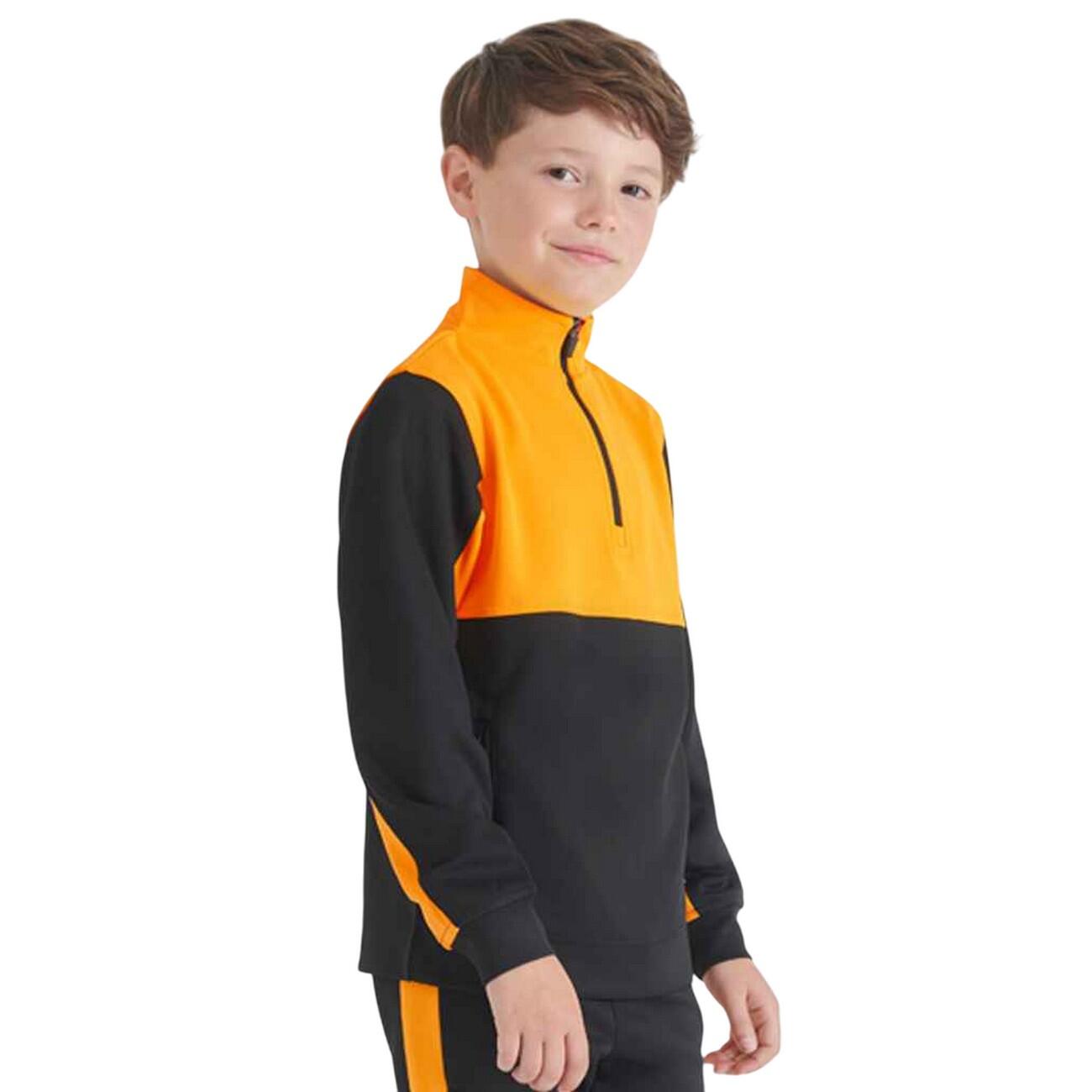Childrens/Kids Quarter Zip Fleece Top (Black/Gold) | Decathlon