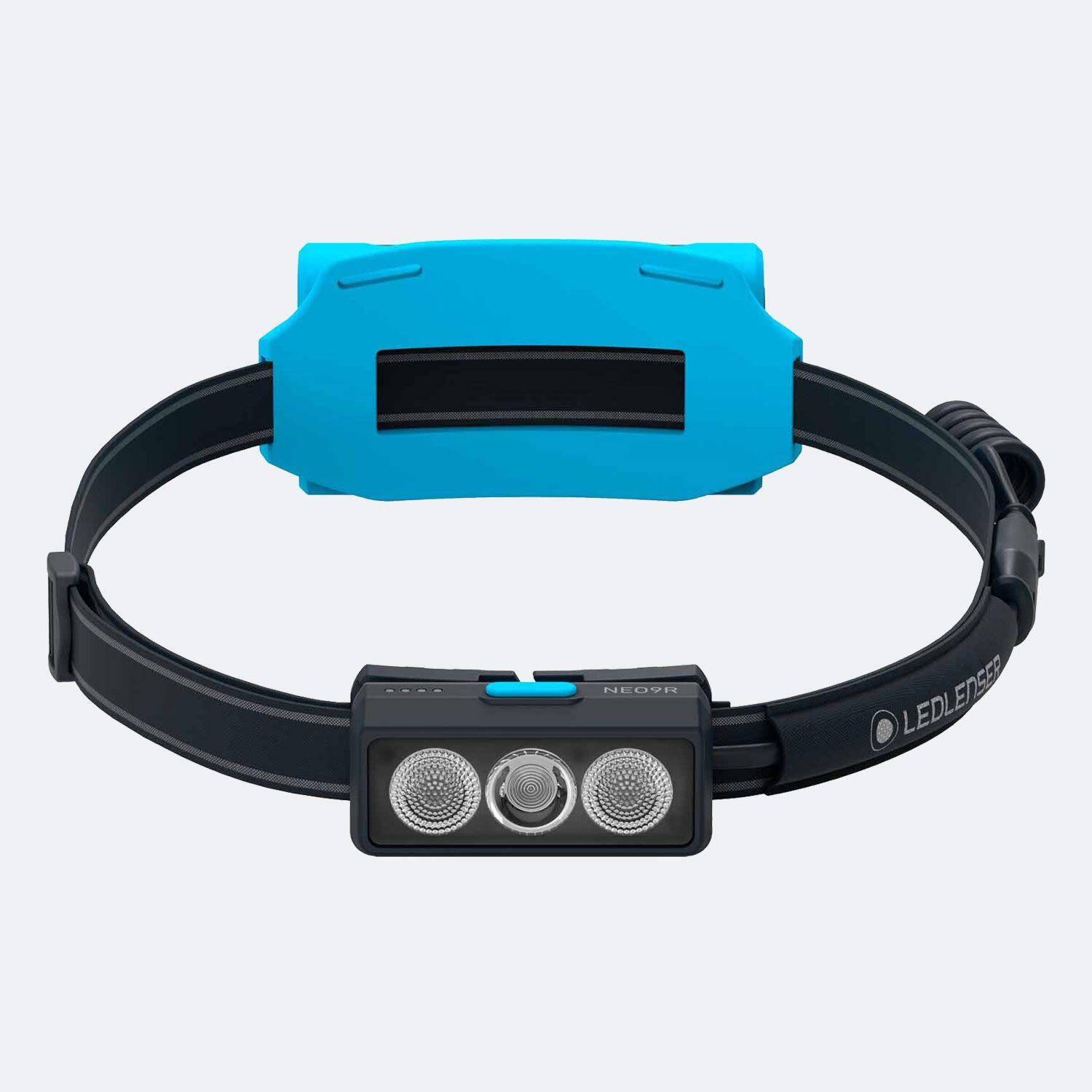 NEO9R Running Head Torch Rechargeable, 1200lm, Inc Red Rear Light (Blue ...