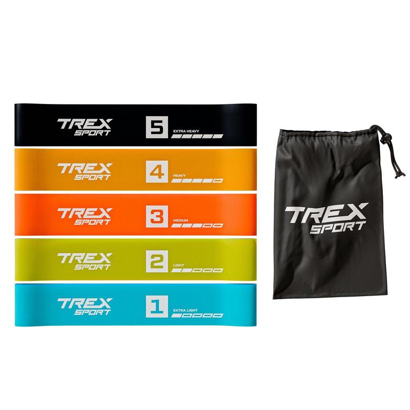 Bandes de résistance 5 pcs Trex Sport Miniband Neon 1-18 kg avec sac ...