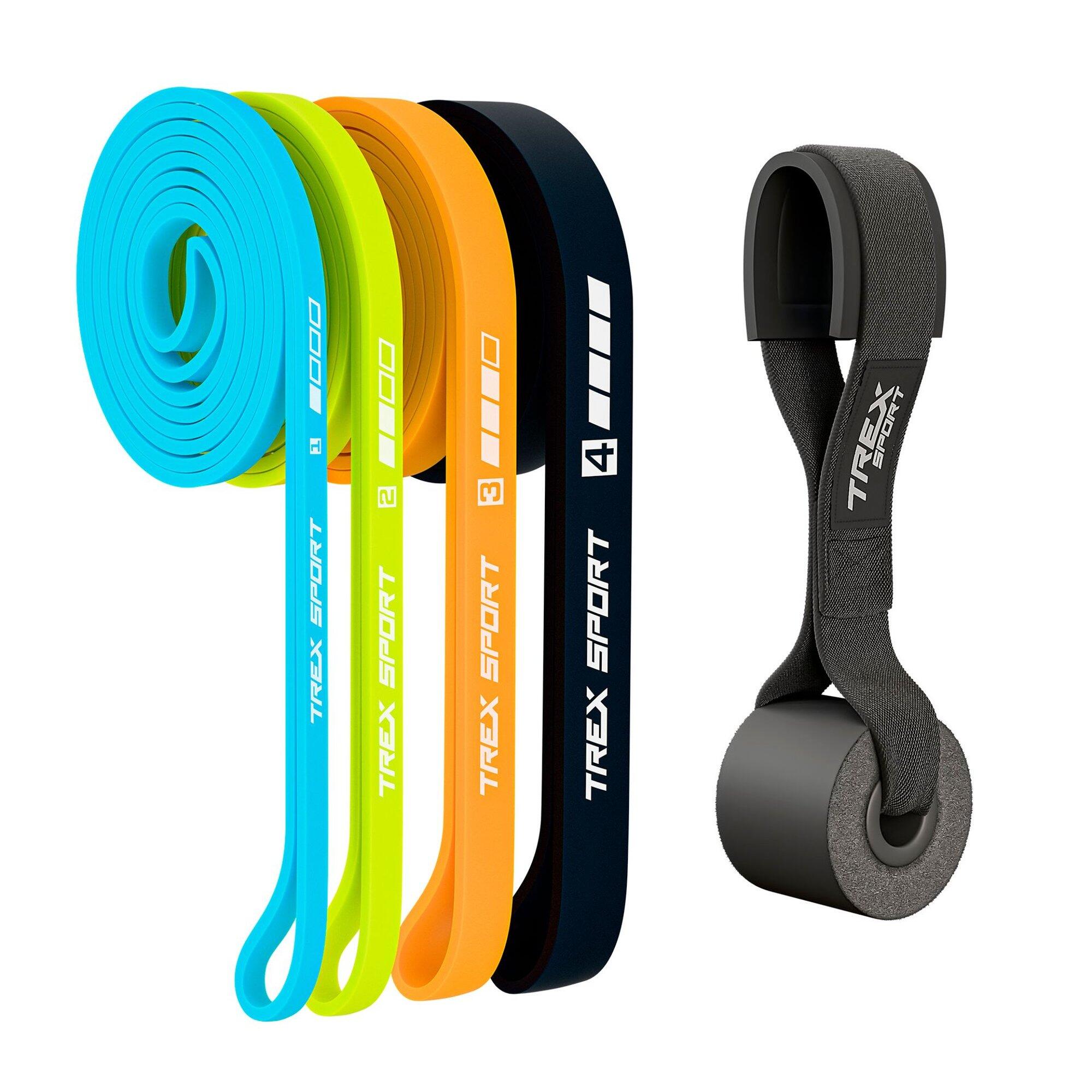 Set von 4 Trex Sport Neon-Widerstandsbändern mit Türanker Widerstand 2–41kg | Decathlon