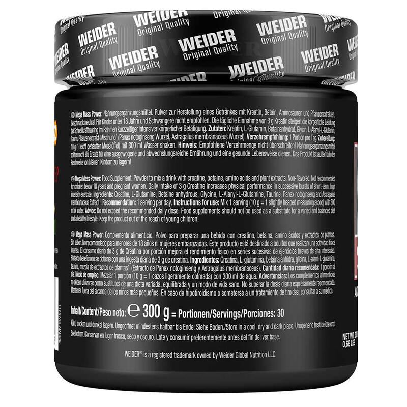 Weider Mega Mass Power (300g) Unflavoured - Créatine - Mélange de ...