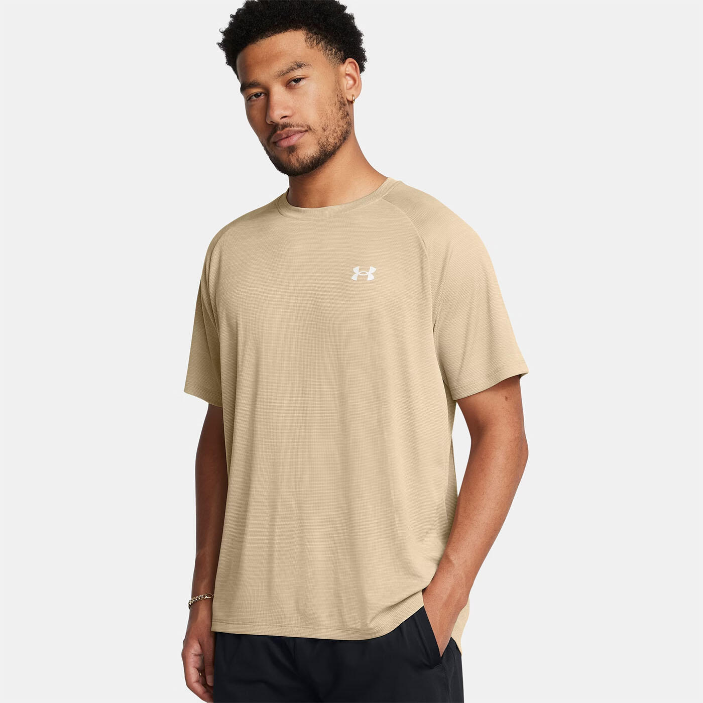 Textuur Ua Tech™ T‑shirt Voor Heren Beige | Decathlon