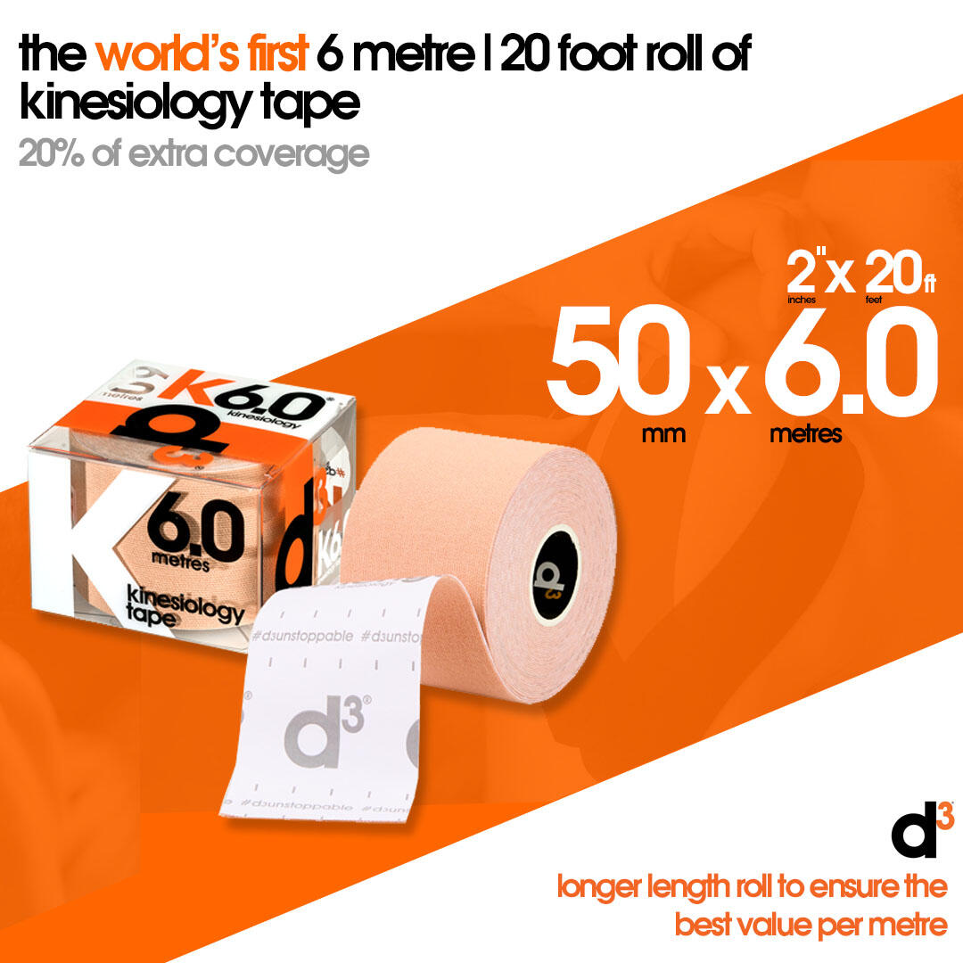 K6.0 Kinesiology Tape 50mm x 6m - Black - 1 Roll D3 TAPE | Decathlon