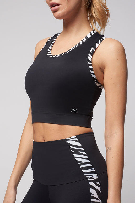 Cropped Tank with Zebra Trim Black TLC SPORT | Decathlon