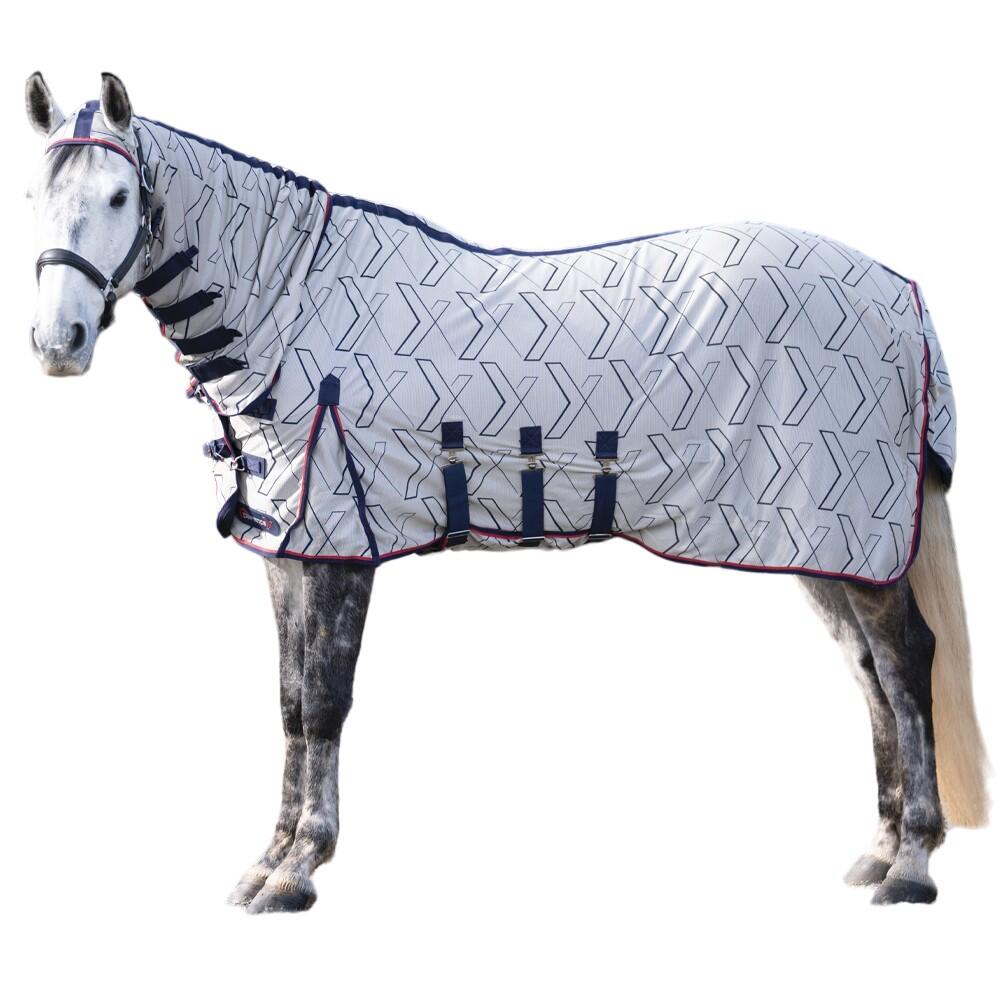 DefenceX System Guardian Combo Neck Horse Fly Rug & Mask (White/Blue ...