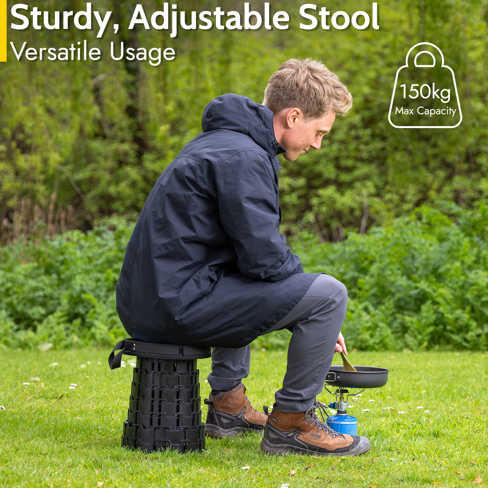 Portable Telescopic Stool with Strap Collapsible Adjustable Outdoor ...