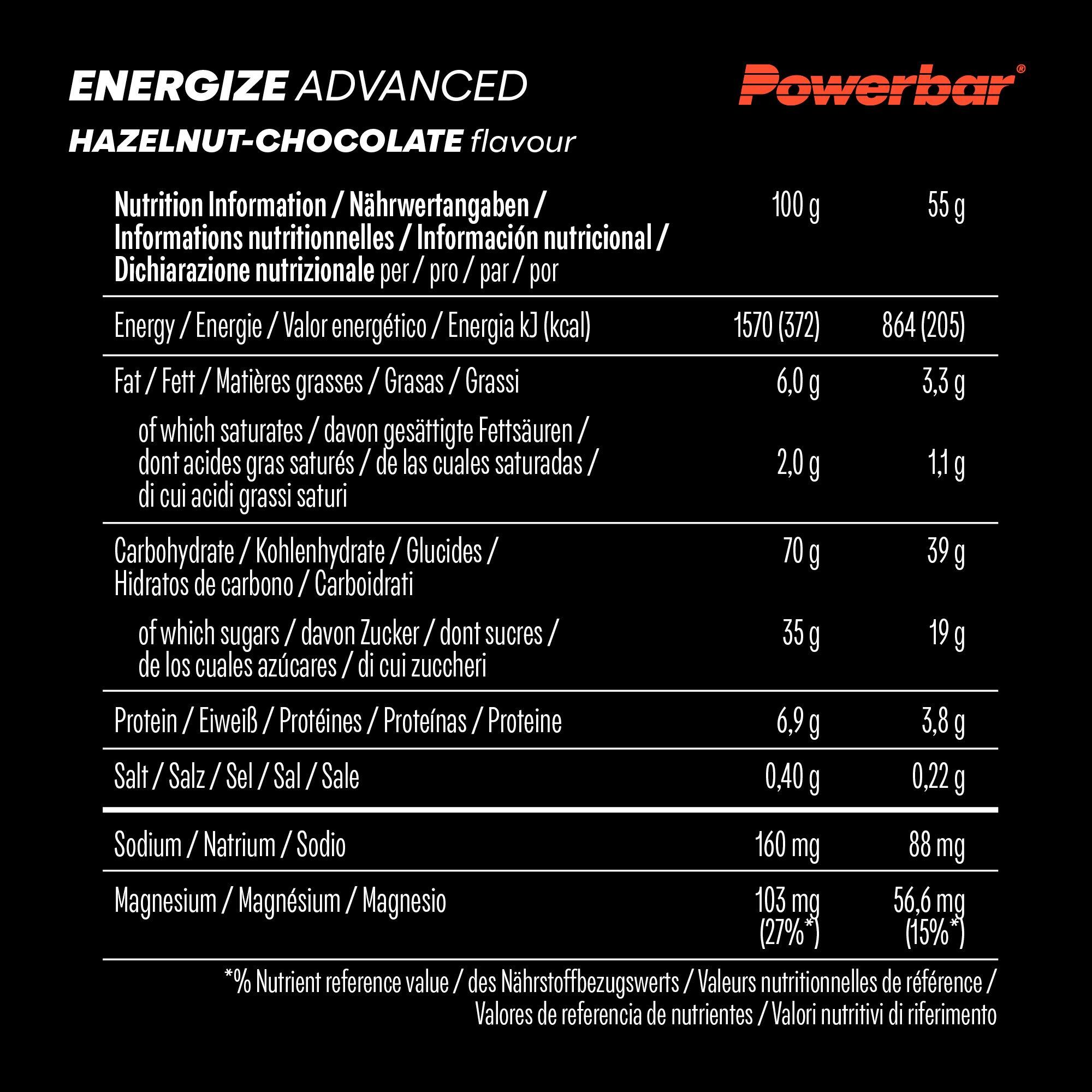 Energize Advanced (15 x 55g) Chocolate Hazelnut POWERBAR | Decathlon