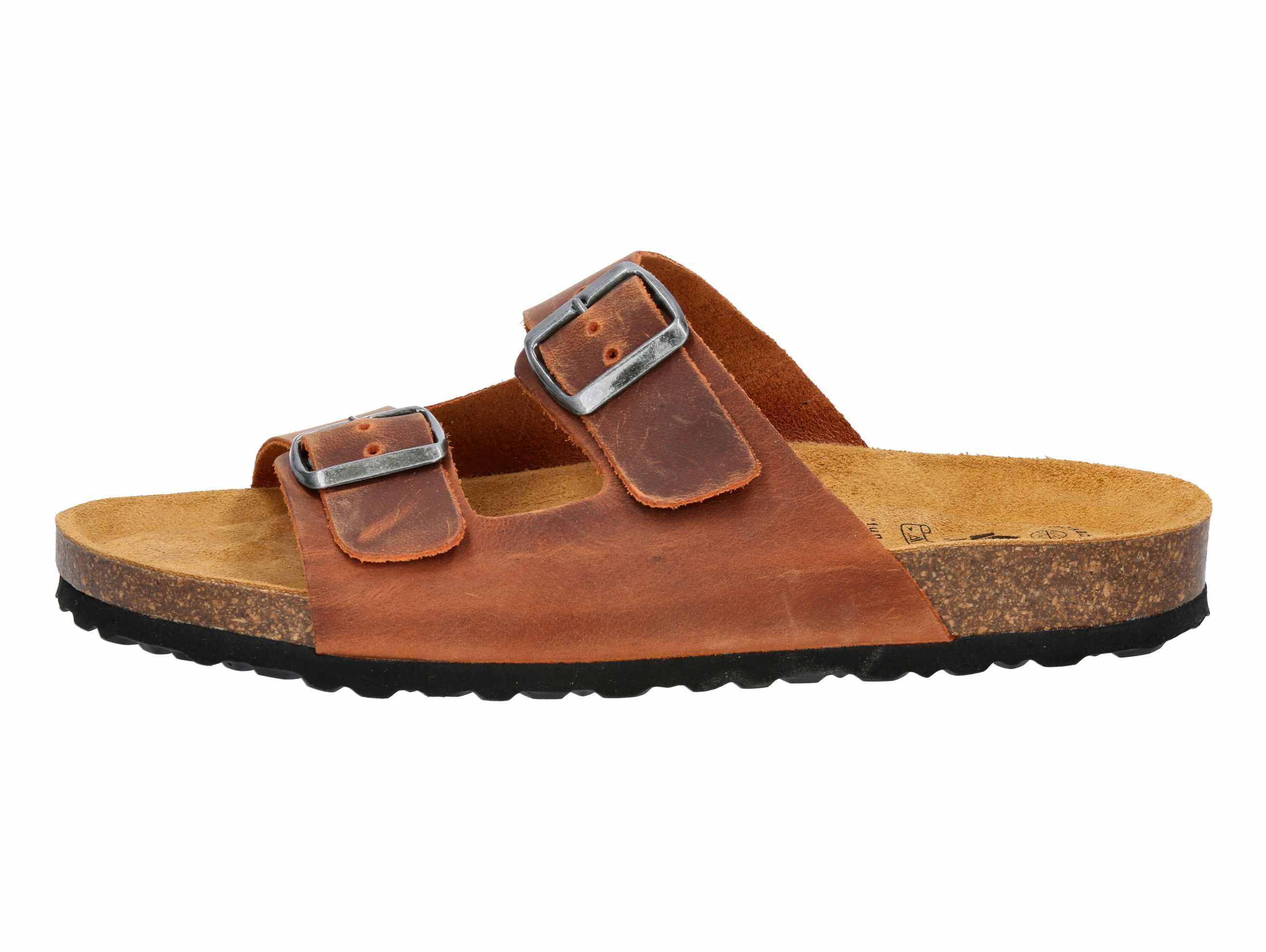 LICO Alvaro leather slipper brown, adjustable buckles, EVA sole LICO ...