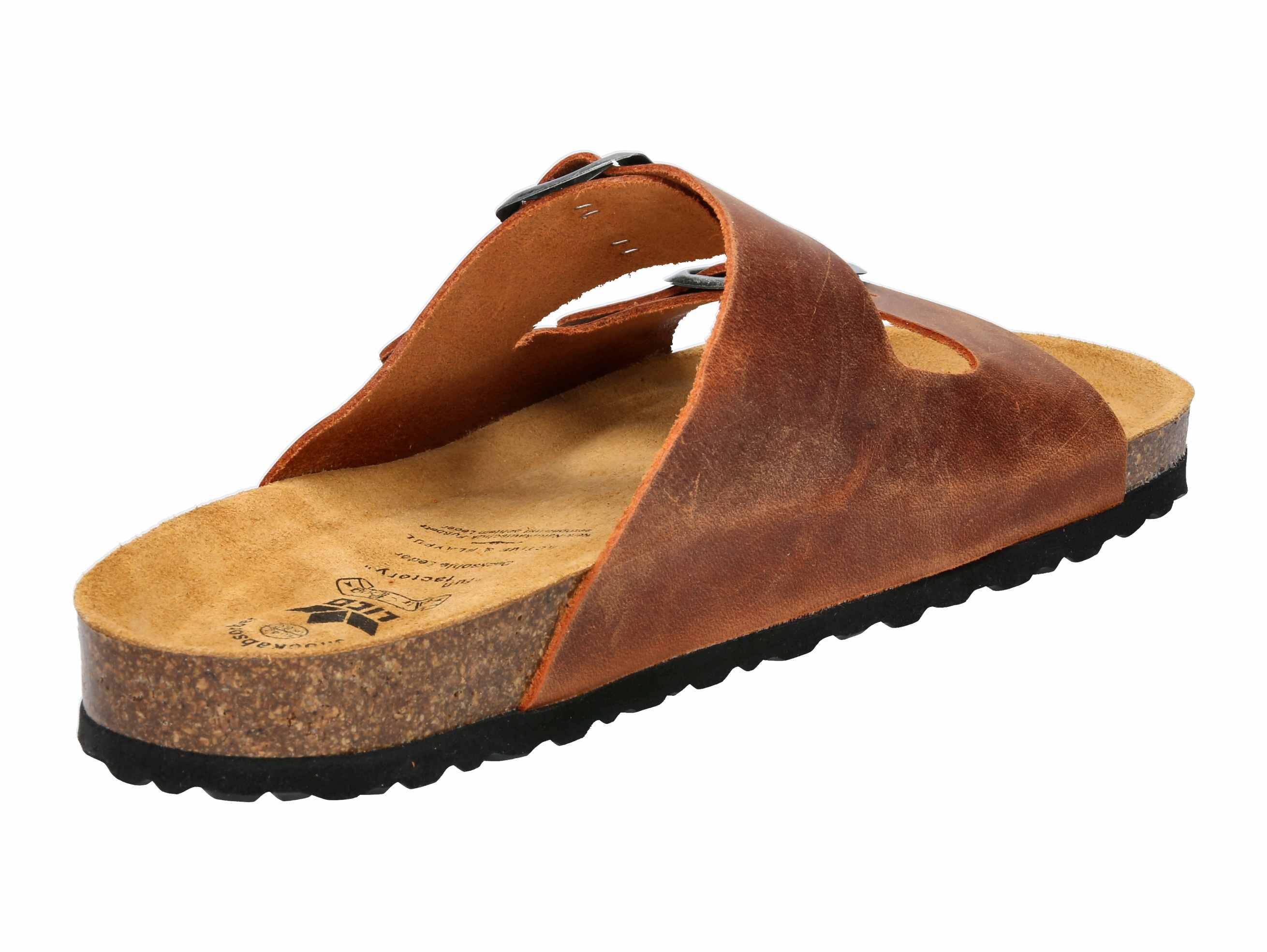 LICO Alvaro leather slipper brown, adjustable buckles, EVA sole LICO ...