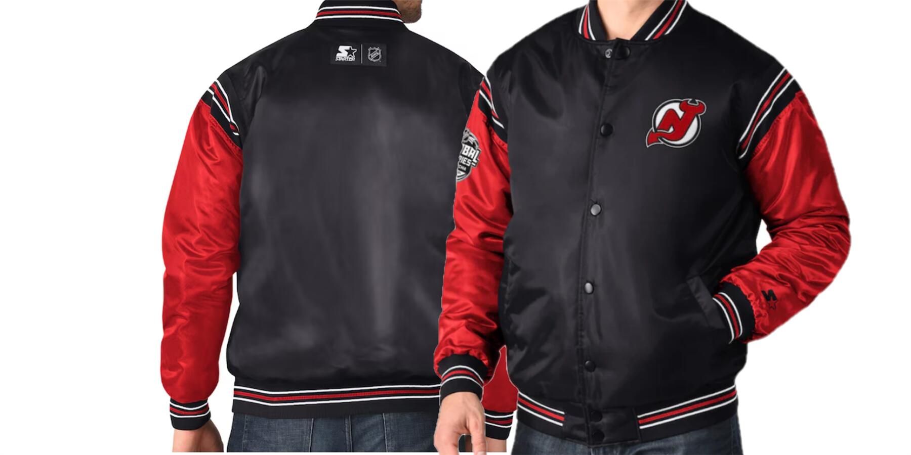 New Jersey Devils Jacket NHL Ice Hockey Men's Starter Black Varsity ...
