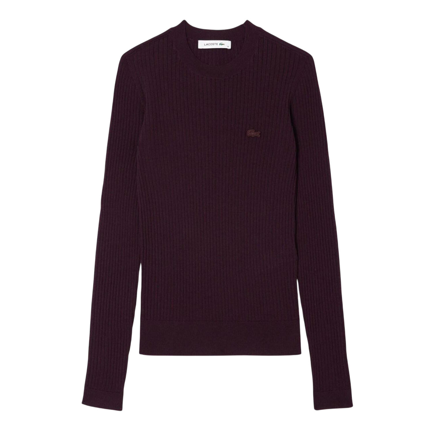 Womens/Ladies 3D Merino Wool Ribbed Sweater Top (Maroon) LACOSTE ...