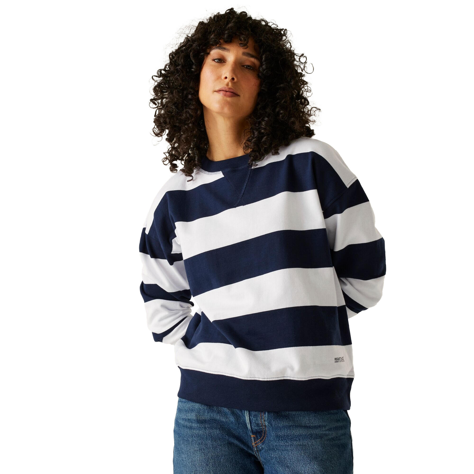 Womens/Ladies Avika II Stripe Crew Neck Jumper (Navy/White) | Decathlon